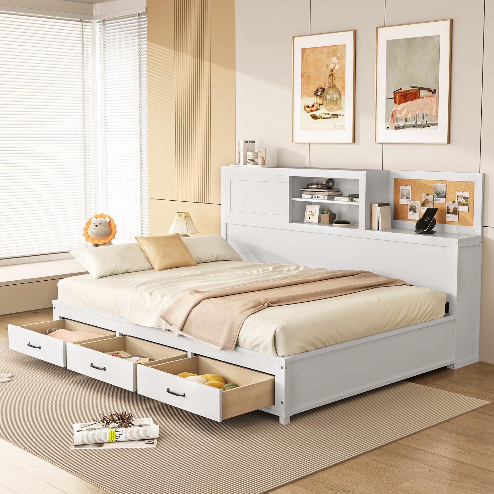 RELAX4LIFE Single/Double Daybed Frame, 3FT/4FT6 Guest Sofa Bed with 3 ...