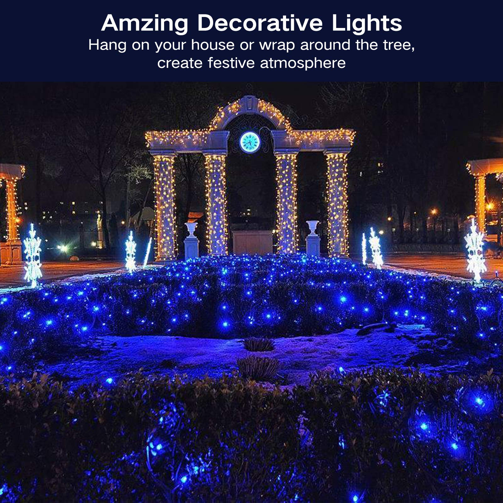 Snapklik.com : Blue Christmas Lights, 69.6ft 300 Count Blue String ...