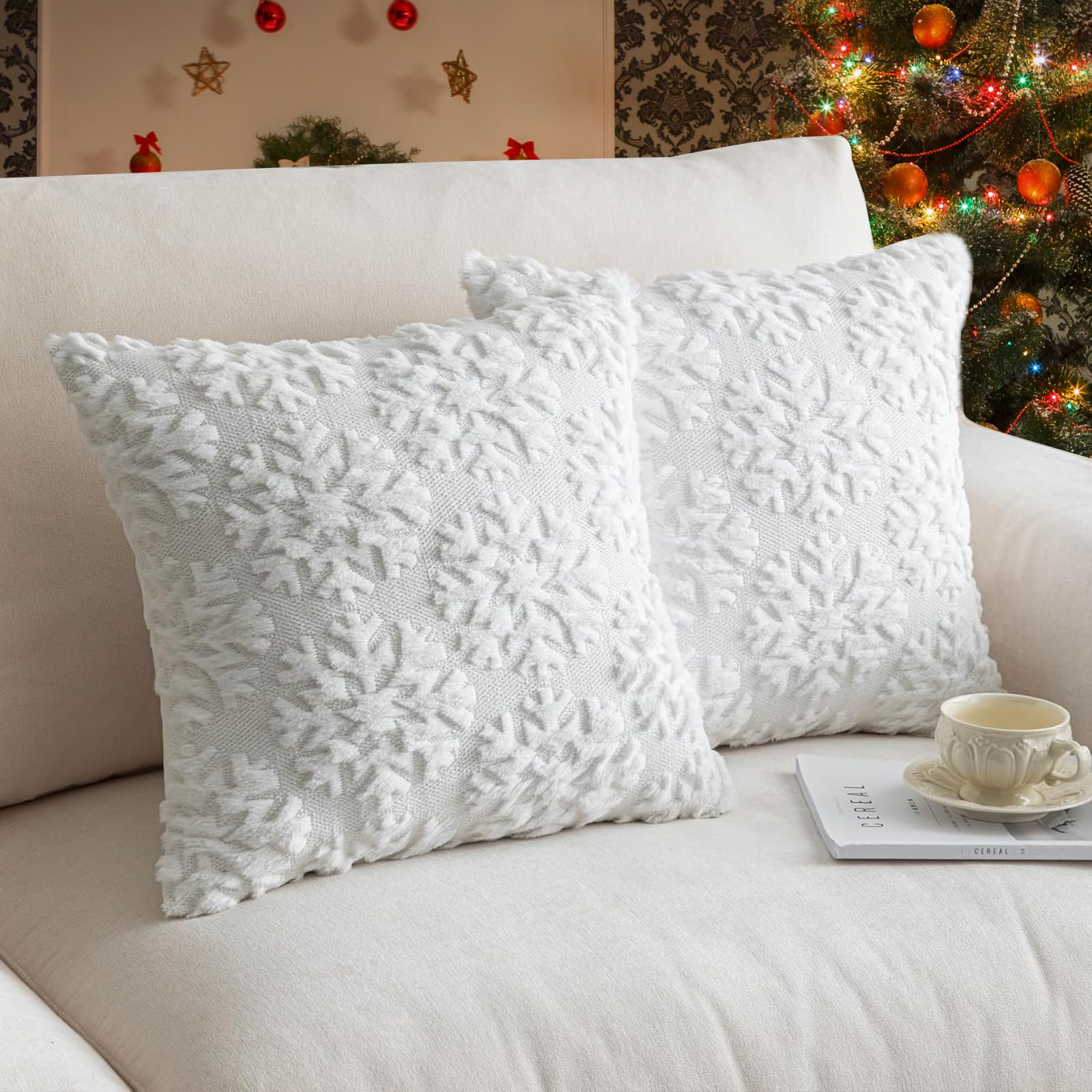 Amazon.com: XSHANG Snowflakes Pillow Covers Set of 2 Snowflakes ...