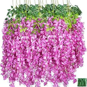Flores Artificiales de Glicina de 12 Piezas,Plantas Artificiales de ...
