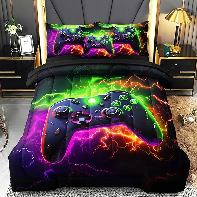 Amazon.com: BERTSUCA Full Gamer Bedding Sets for Boys Teen, 4 Pcs Full ...