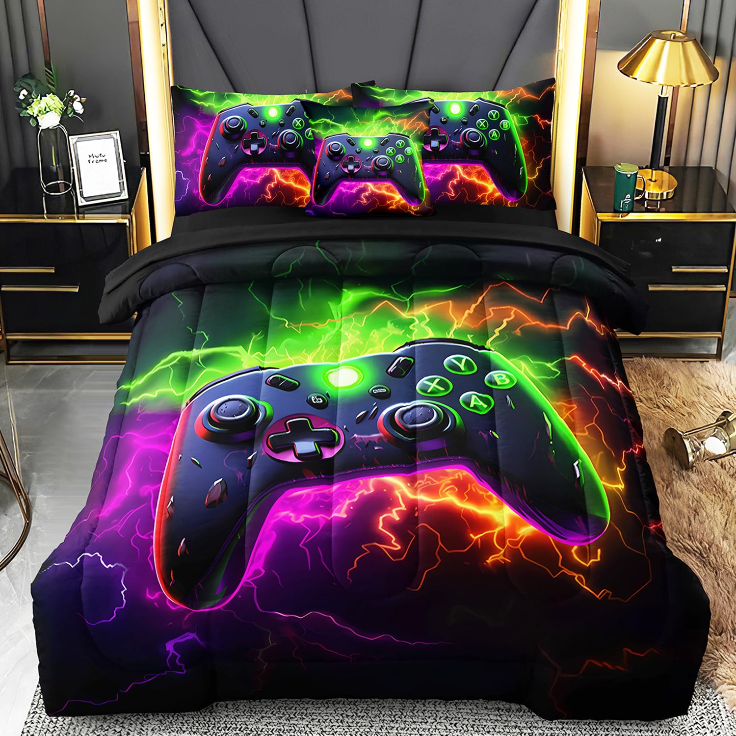 Amazon.com: BERTSUCA Full Gamer Bedding Sets for Boys Teen, 4 Pcs Full ...