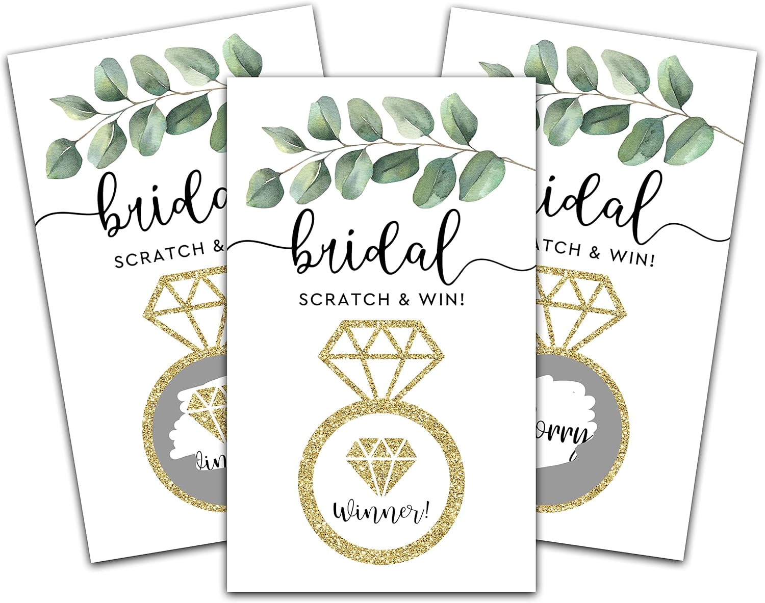 Amazon.com: Bridal Shower Scratch Off Game Cards, Eucalyptus Greenery ...
