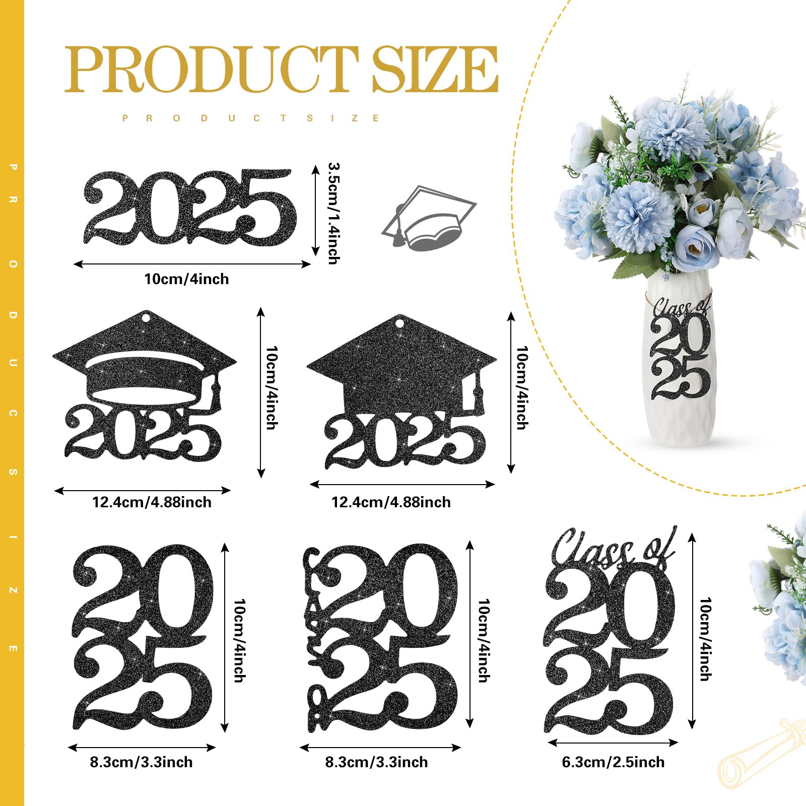 Snapklik.com : Jutom 48 Pcs Glitter 2025 Cutouts Tags Graduation ...