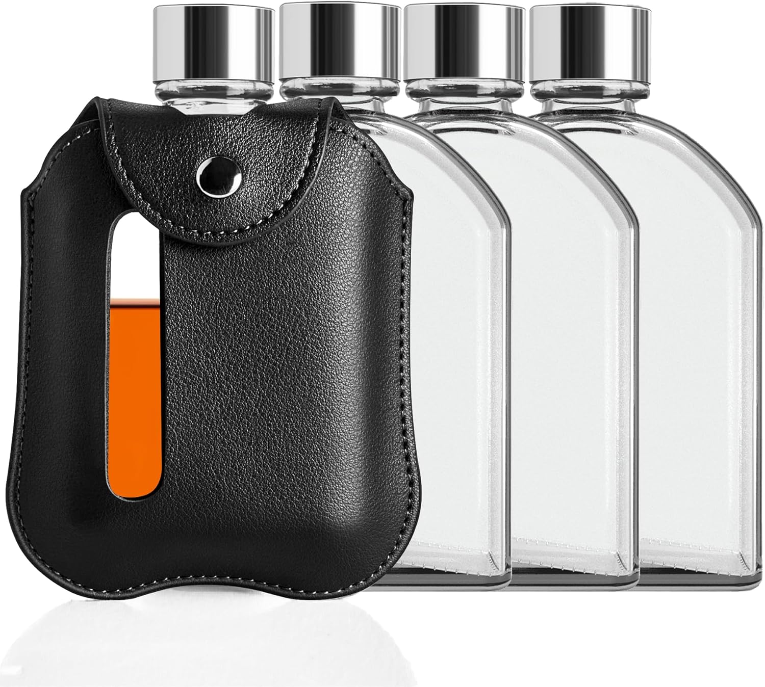 Amazon.com | Delove Small Modern Glass Hip Flask with Removable Leather ...
