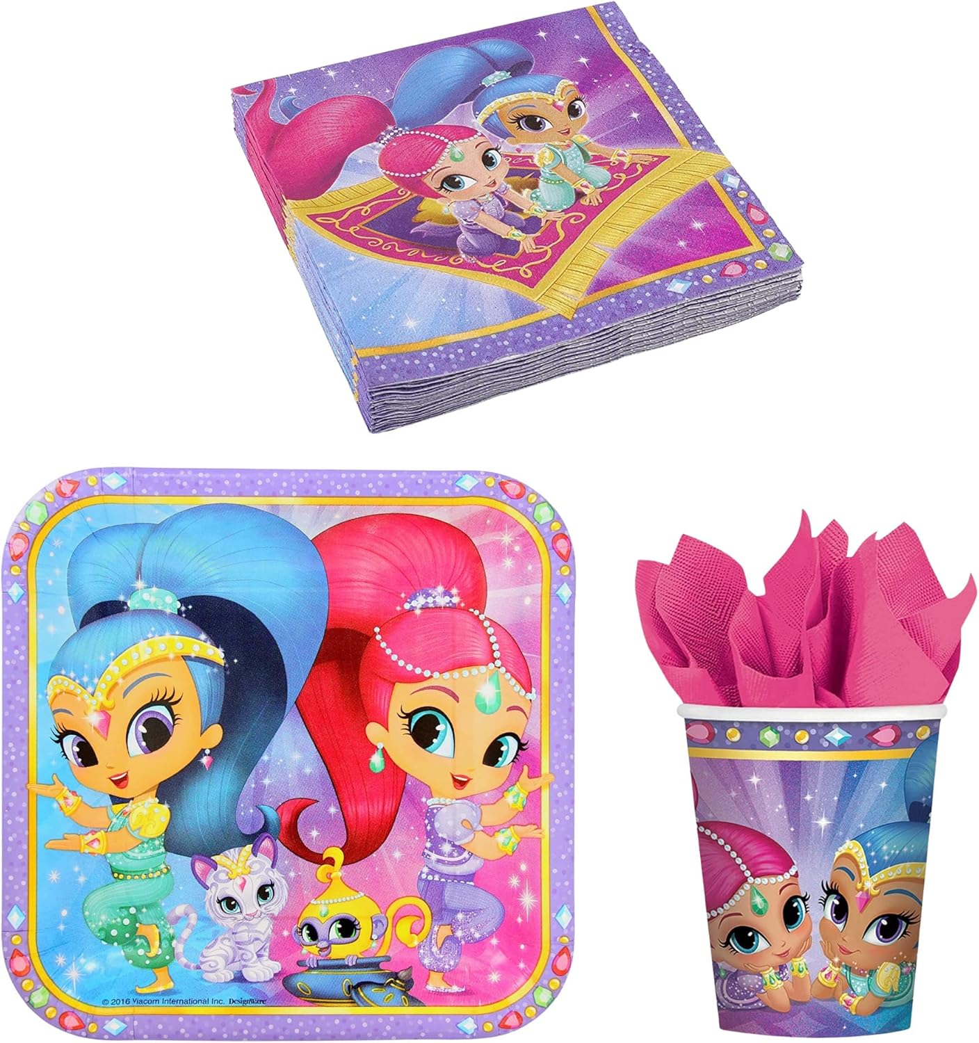 Amazon.com: Shimmer & Shine Complete 3 Piece Partyware Set Perfect for ...