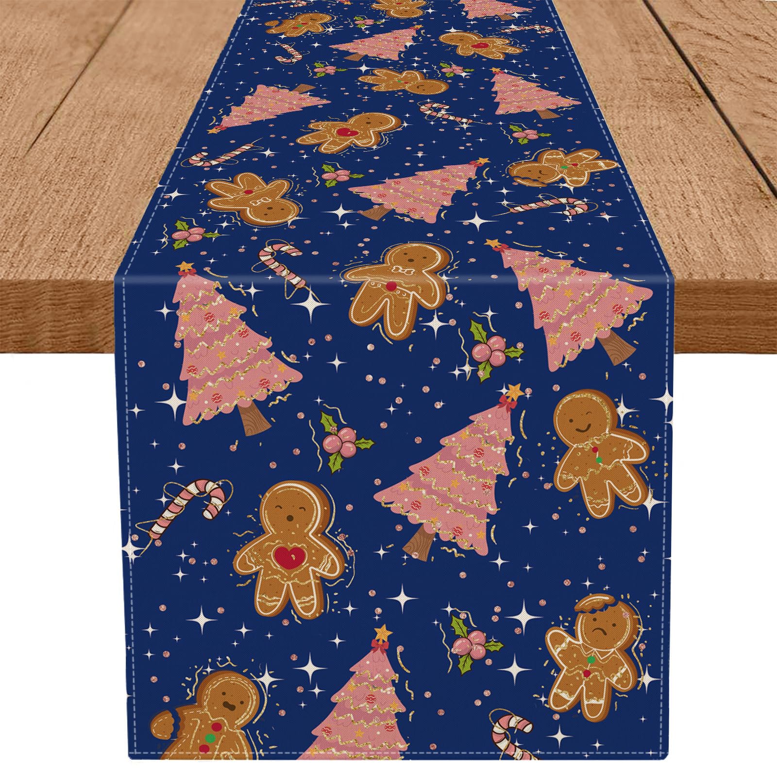Tian Zhun Blue Christmas Table Runner Gingerbread Christmas Decorations ...