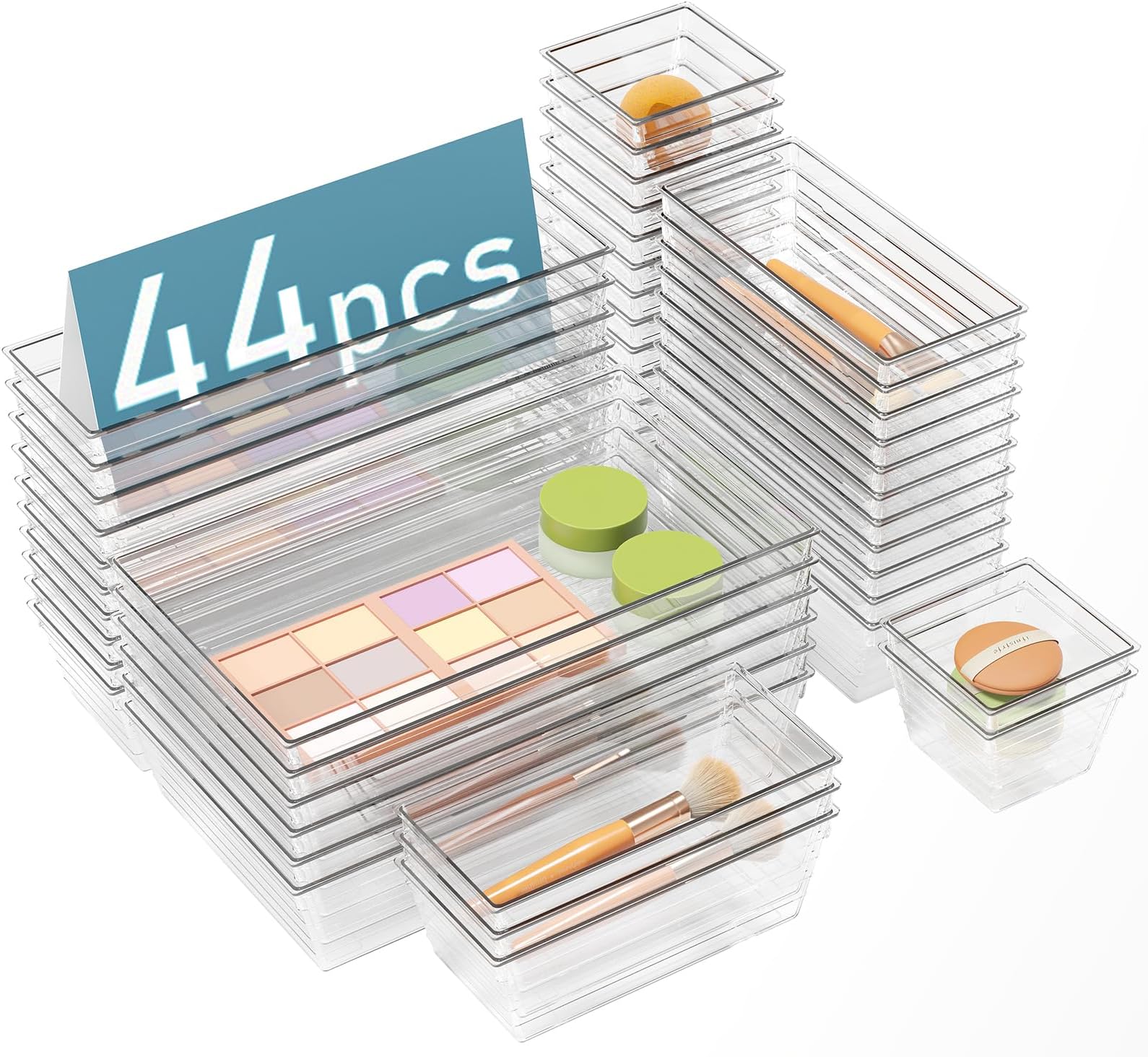 Amazon.com: 25 PCS Clear Plastic Drawer Organizers Set, 4 Sizes Clear ...