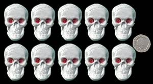10 x Edible 3D Medium Terminator Skulls glowing eyes icing toppers ...