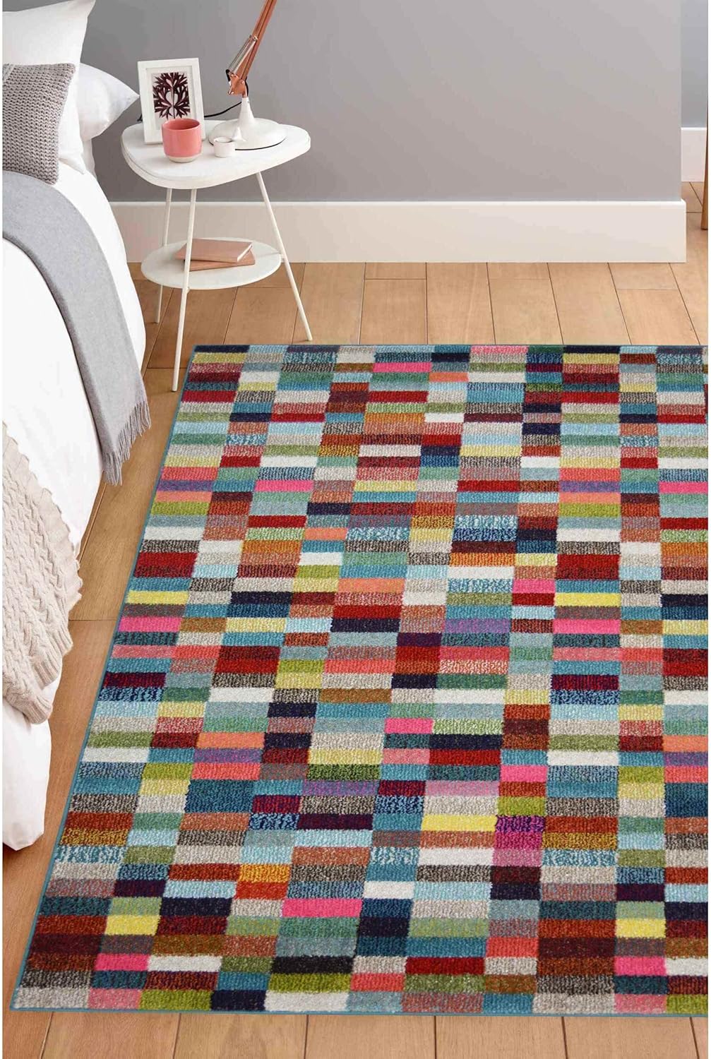 Modern Style Rugs Chateau Soft Multi Blocks Indoor Short Pile Rug ...