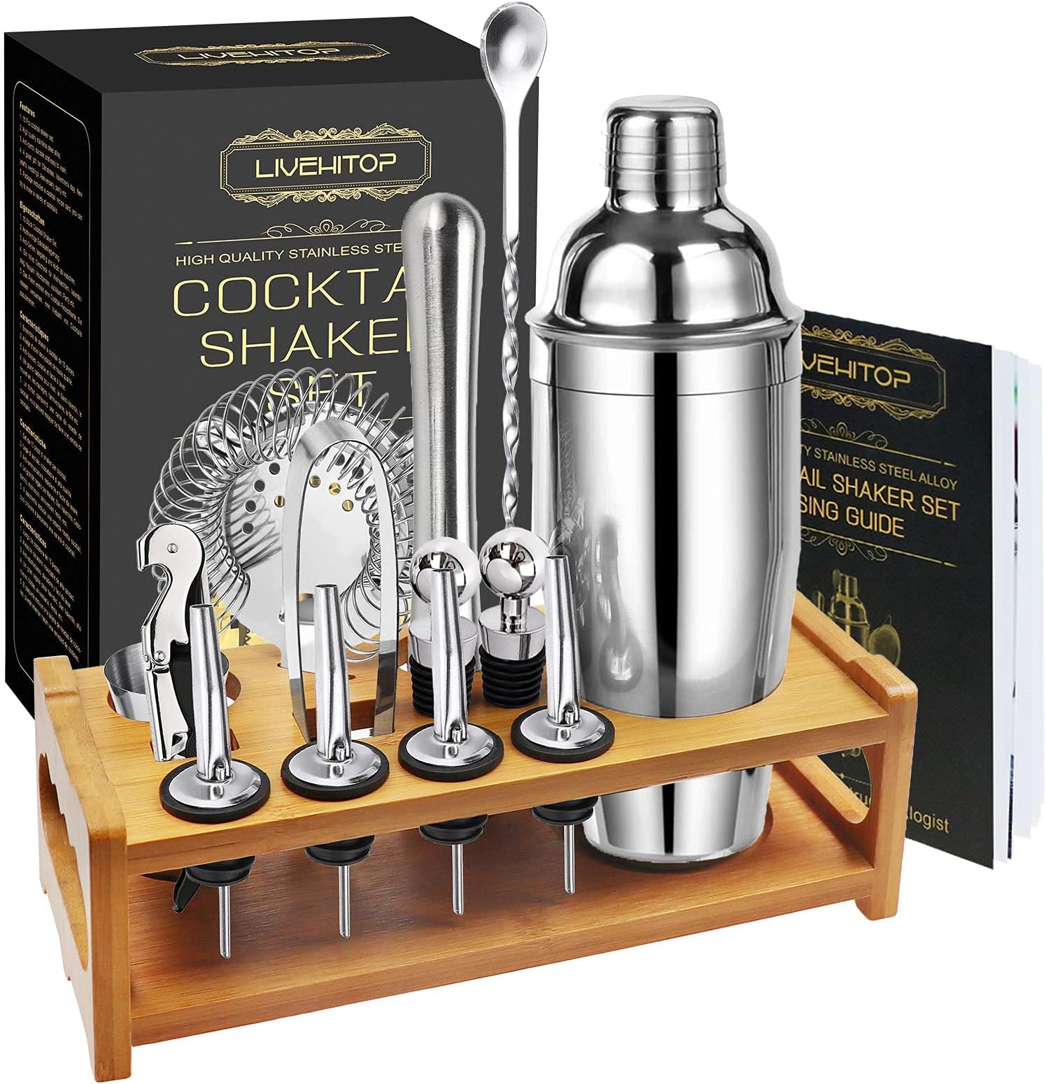 Godmorn 15Pcs Cocktail Making Set, Cocktail Shaker Set with Display ...