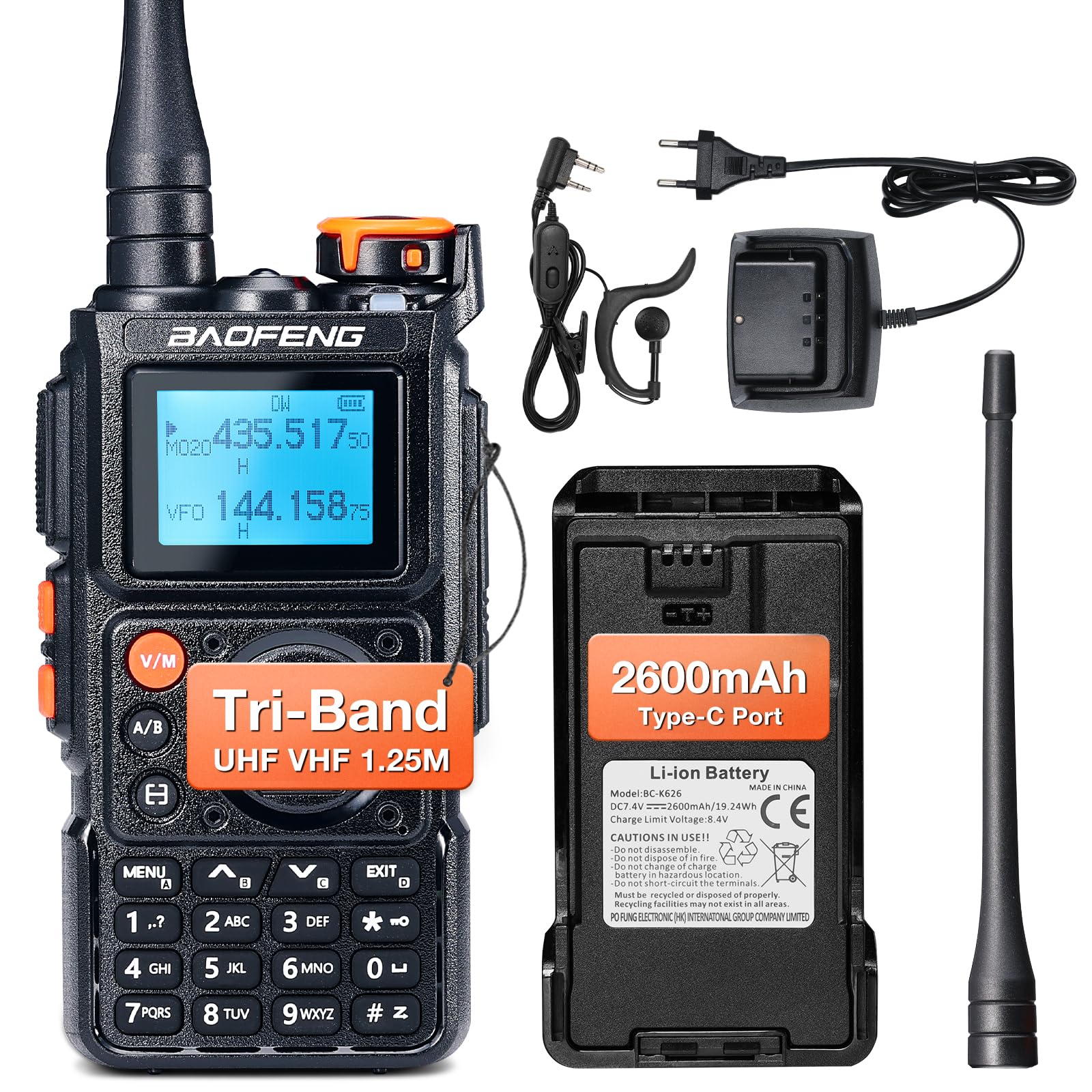 BAOFENG K6 Tri-Bande Talkie-walkie, Radio Amateur Haute Puissance 6W ...