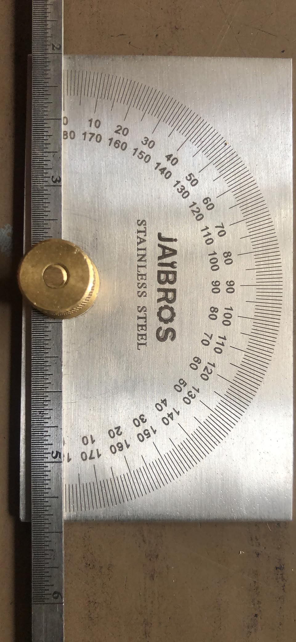 JAIBROS PROTRACTOR DEGREE PROTRACTOR RECTANGULAR HEAD AND DEPTH GAUGE TOGETHER STAINLESS STEEL ...