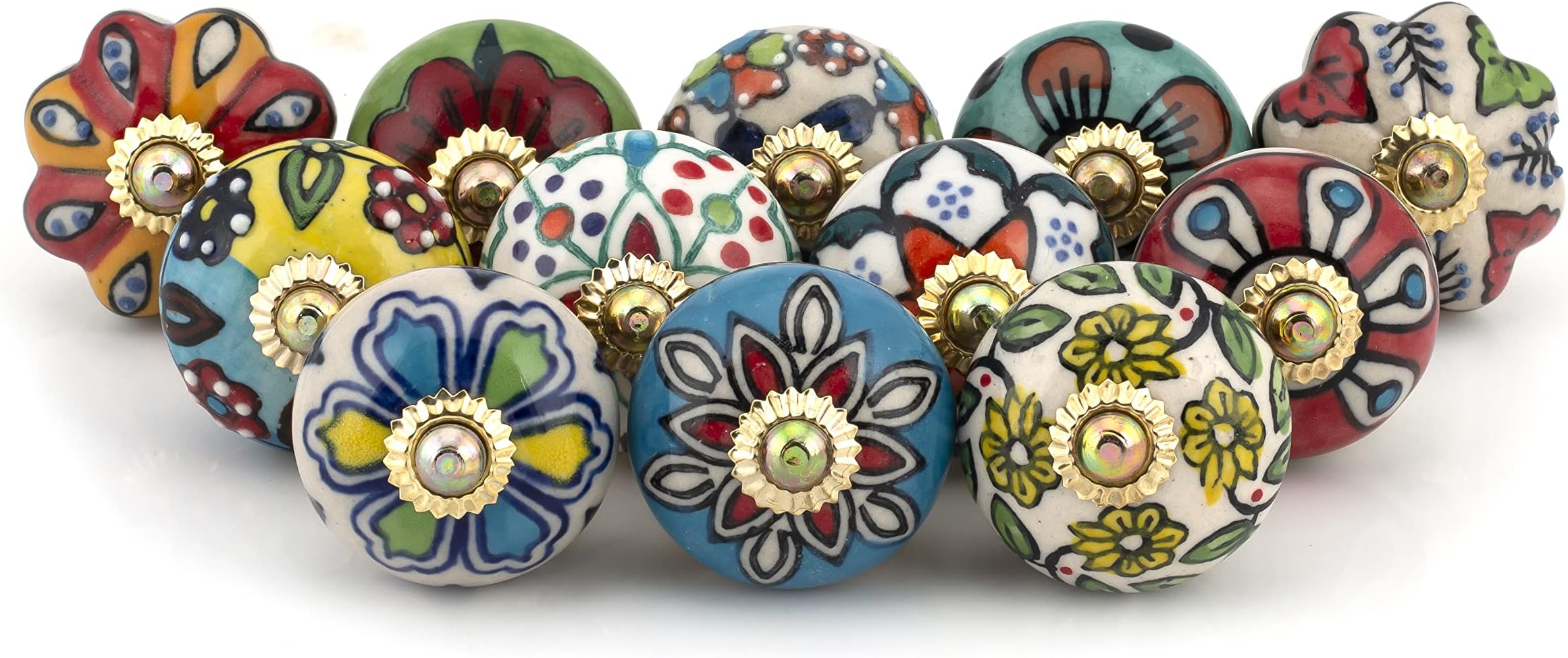 Knobsworld Small 1" 10 Knobs Assorted Rare Hand Painted Ceramic Knobs Cabinet Drawer Pull Pulls ...