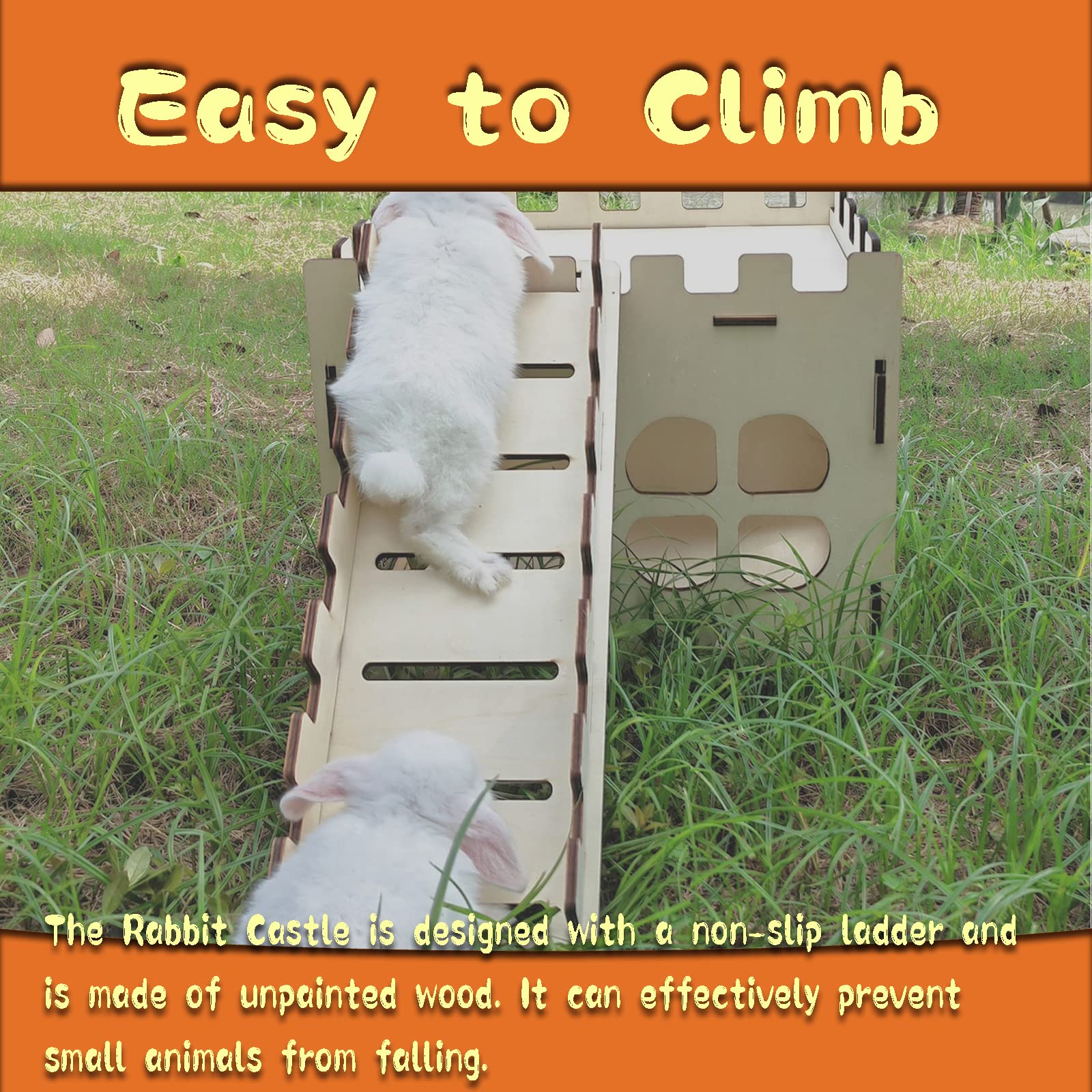 HIIMALEX Extra Large Sturdy Bunny Castle Hideout for Indoor Rabbits ...