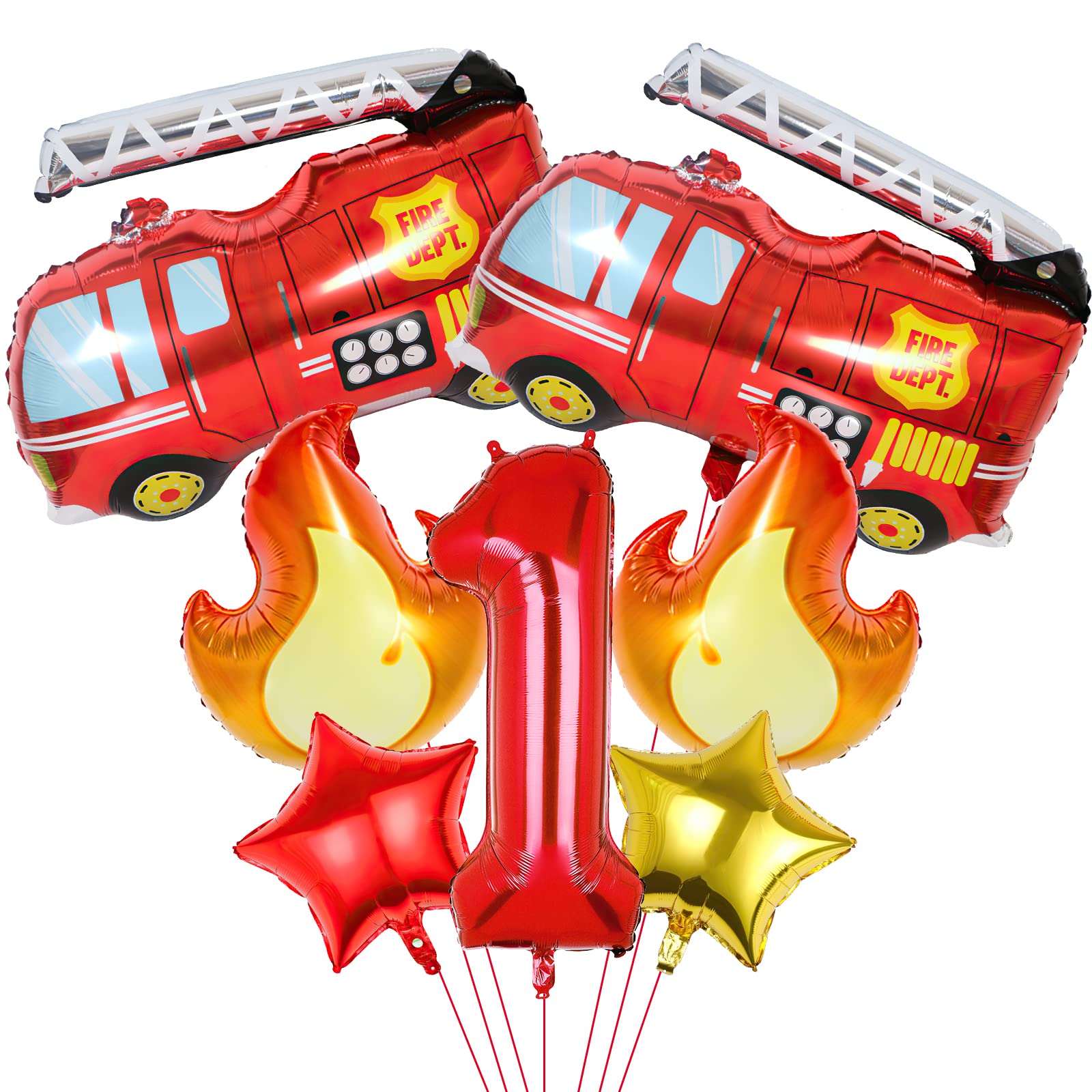 Amazon.com: Fire Truck Party Decorations, 7pcs Fire Truck Birthday ...