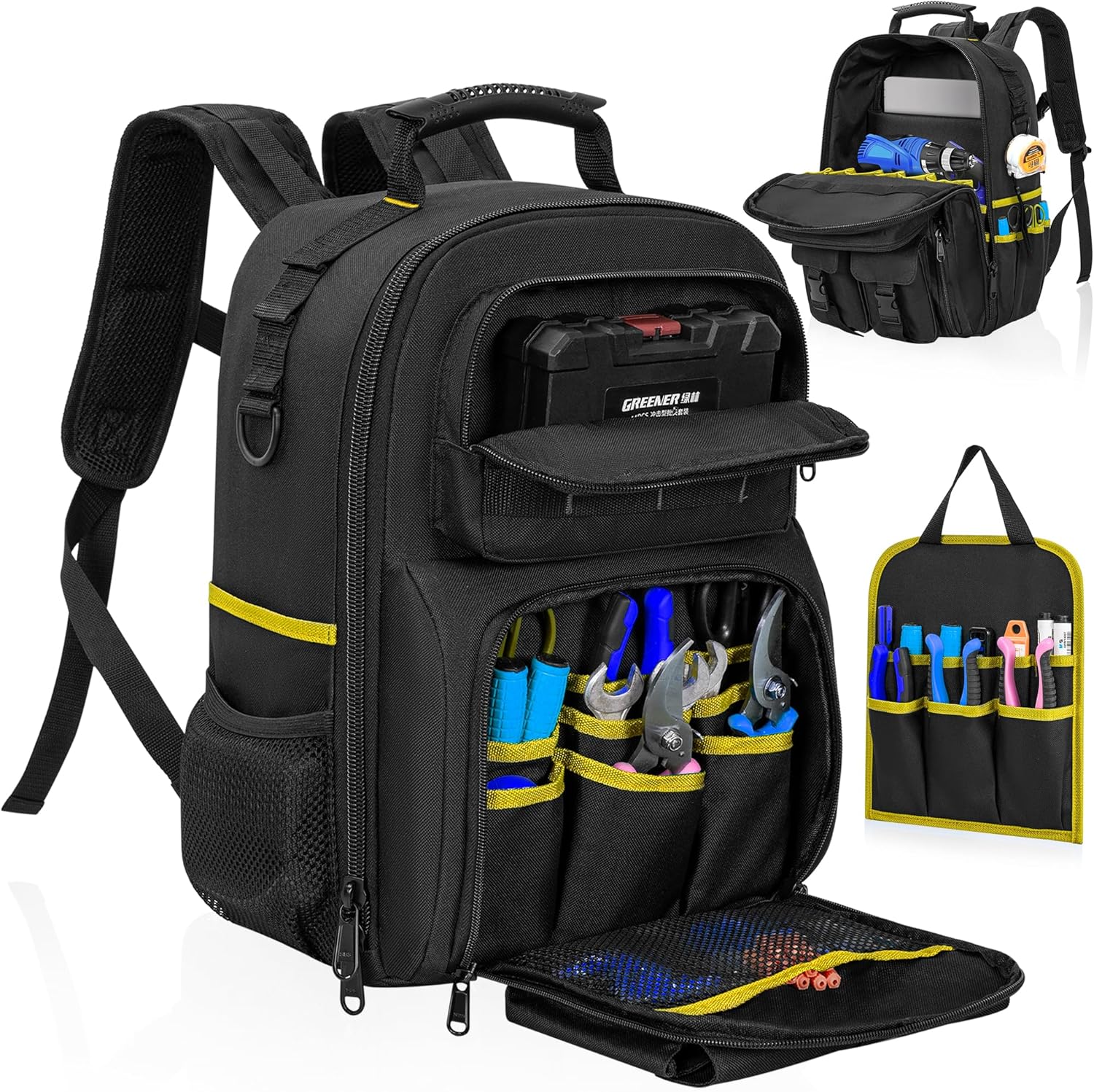 LASUK Tool Backpack, Heavy Duty Tool Bag with Padded Shoulder and ...