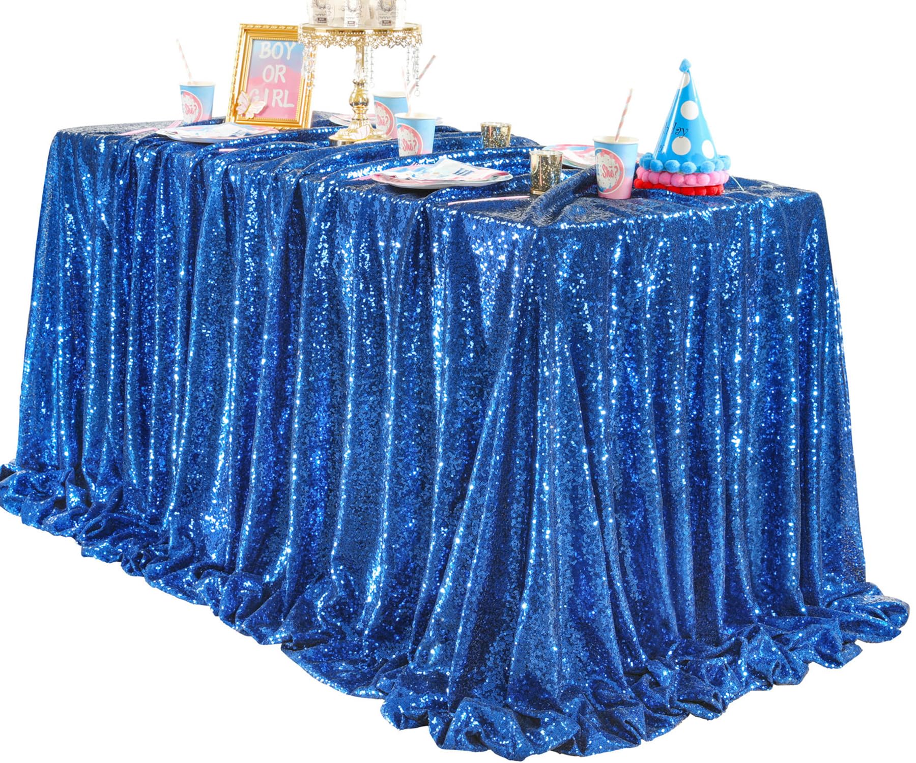 Amazon.com: QueenDream Sequin Tablecloth Royal Blue Party Decorations ...