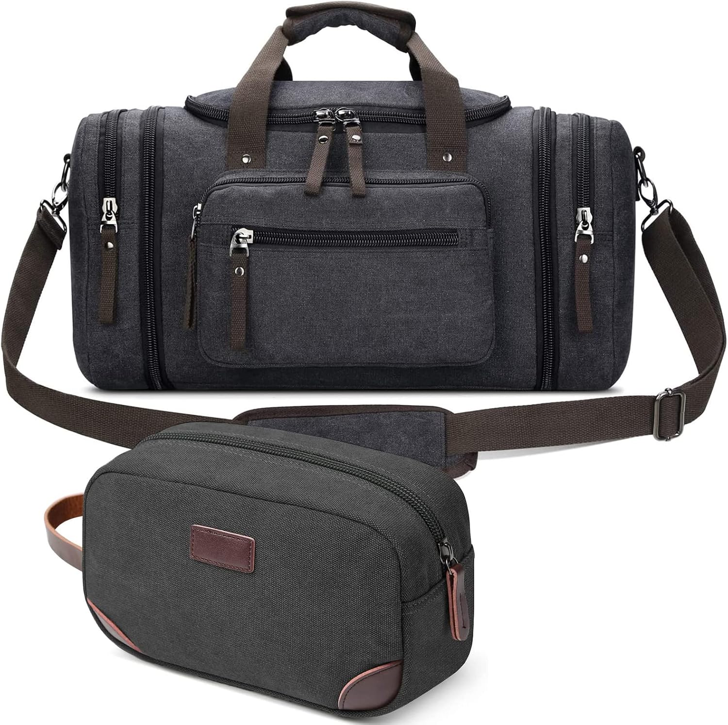 Amazon.com | Canvas Travel Duffel Bag & Travel Toiletry Organizer Bag ...