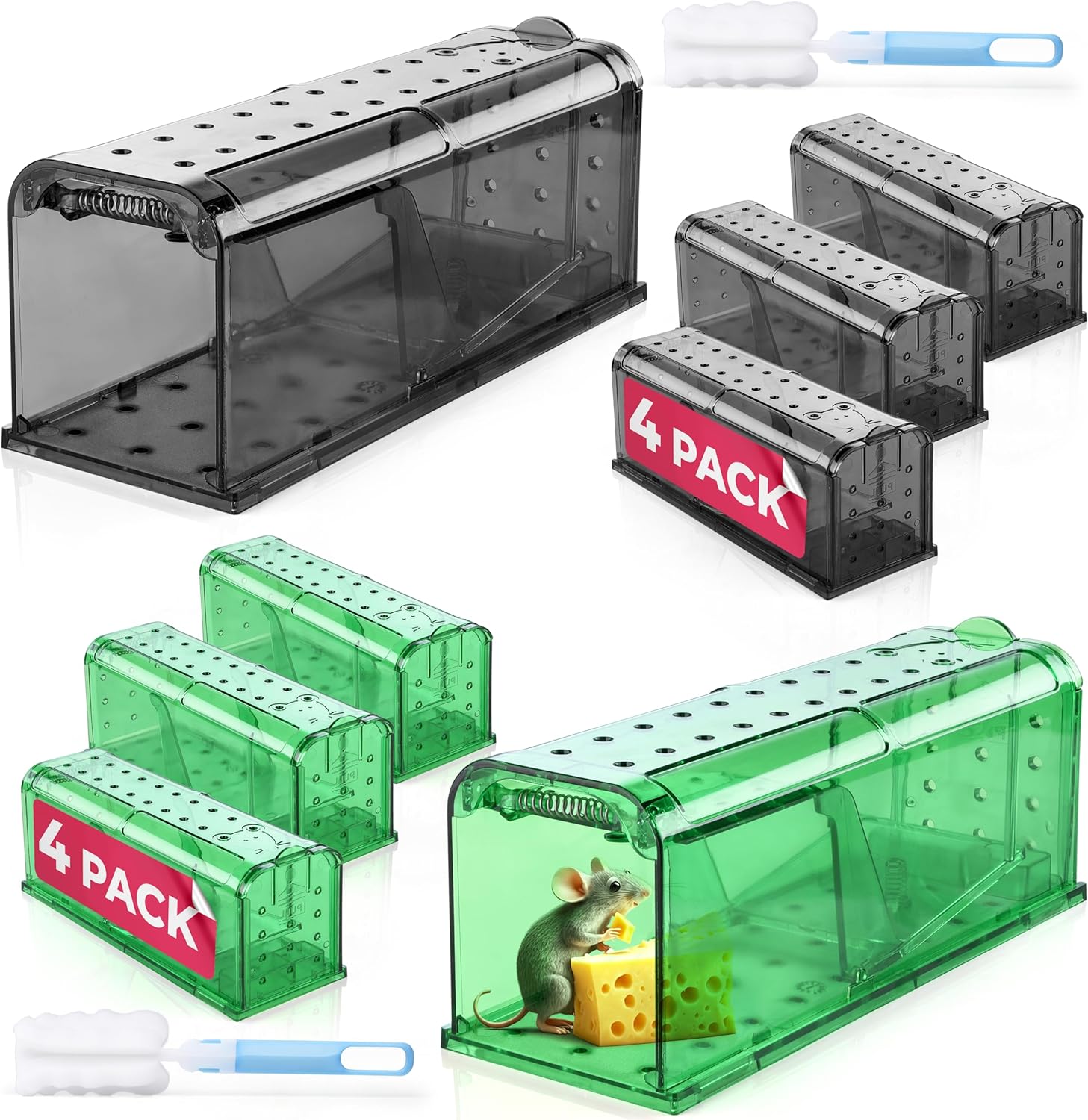 Amazon.com : Teal Elite Humane Mouse Trap Bundle - Pack of 4 Green and ...
