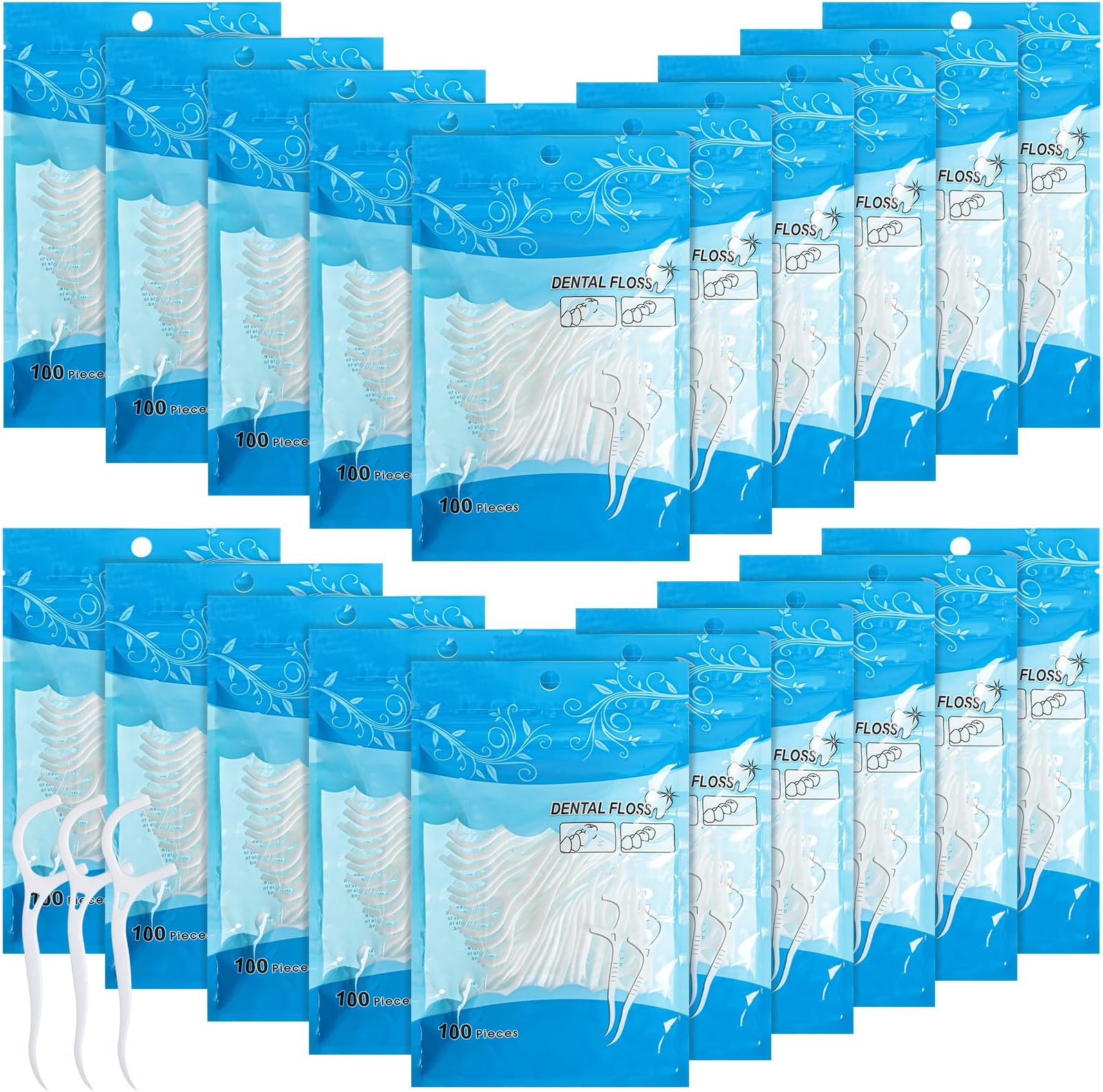 Amazon.com : Maxcheck 2000 Count Floss Picks Bulk Natural Dental Floss ...