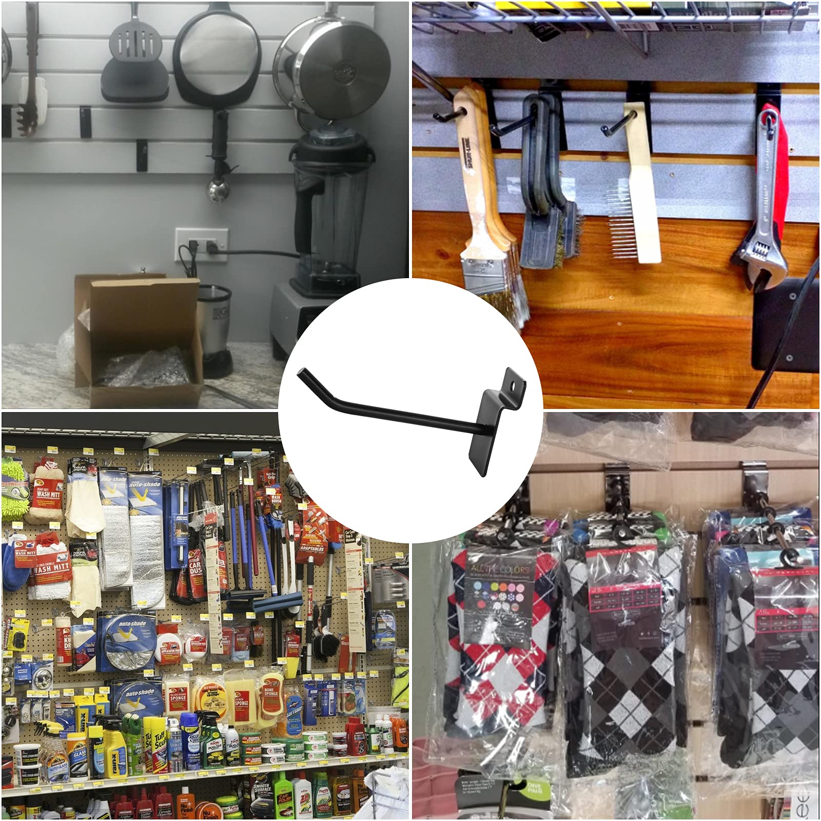 Snapklik.com : 32 PCS 4 Inch Slatwall Hooks, Metal Display Panel Hooks ...