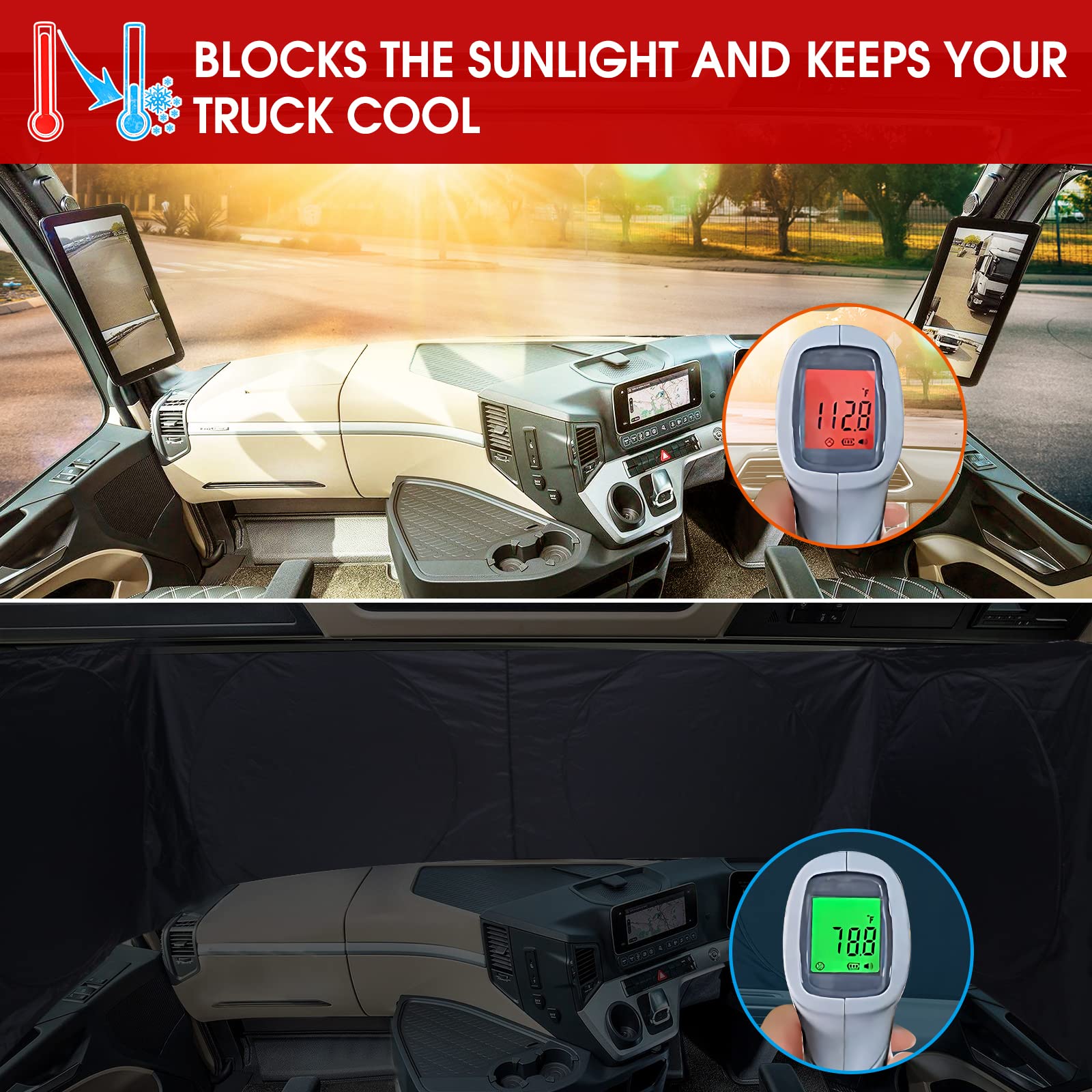 Snapklik.com : Semi-Truck Sun Shade For Windshield And Side Window, Sun ...