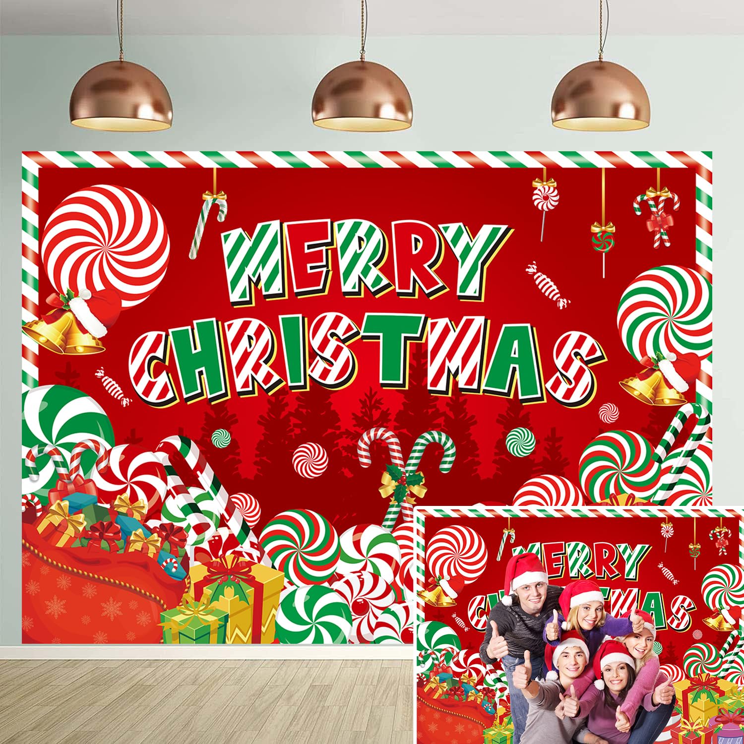 Amazon.com : Peppermint Christmas Backdrop Merry Christmas Peppermint ...