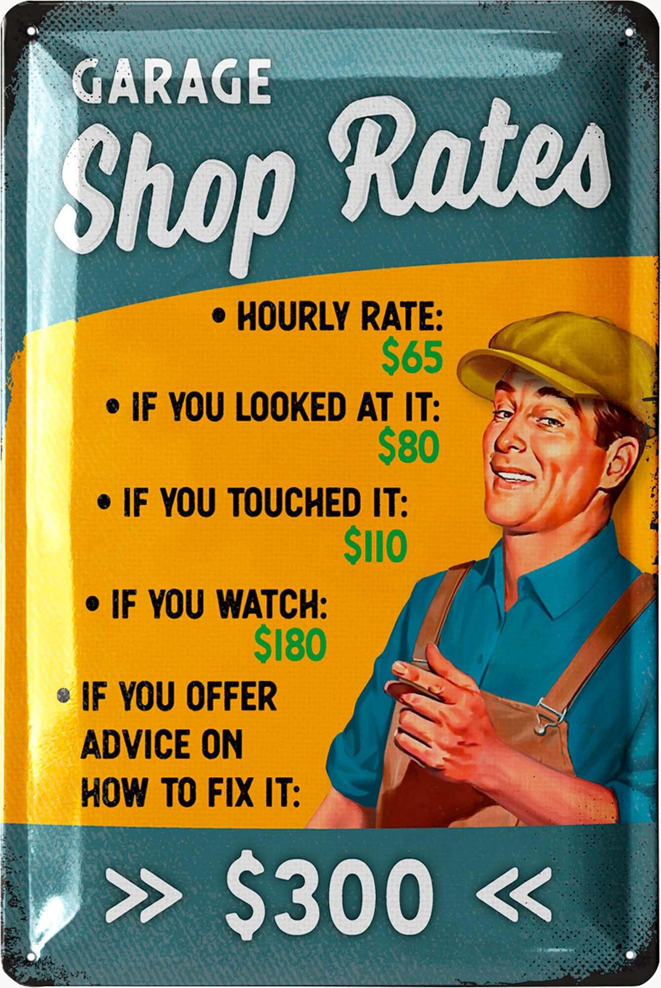 Amazon.com: LANOLU Mechanic Hourly Rate Sign, Funny Man Cave Gifts for ...