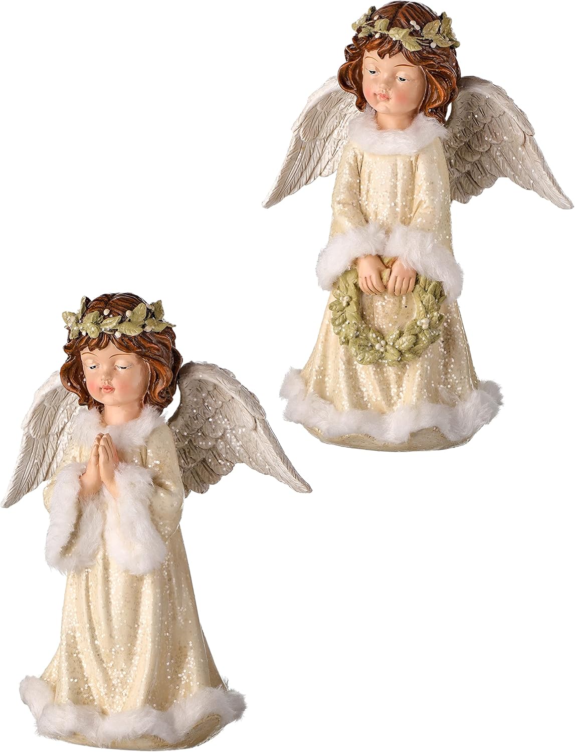 Regency International Resin Christmas Girl Angel Figurine, Set of 2, 8 ...