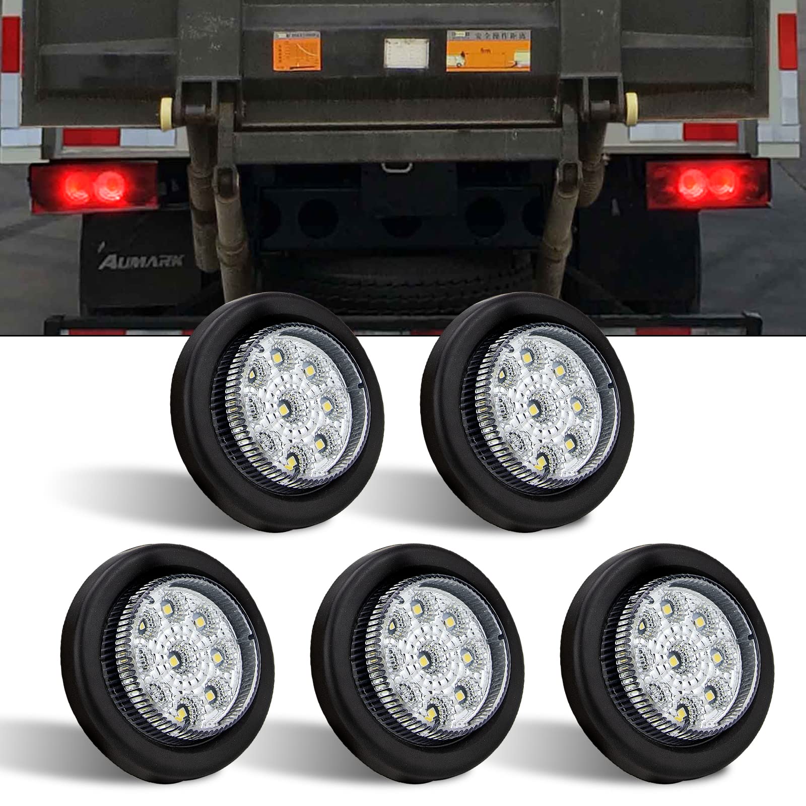 Snapklik.com : Voilamart 5PCS 2" Red Round Trailer Light For RV Trucks
