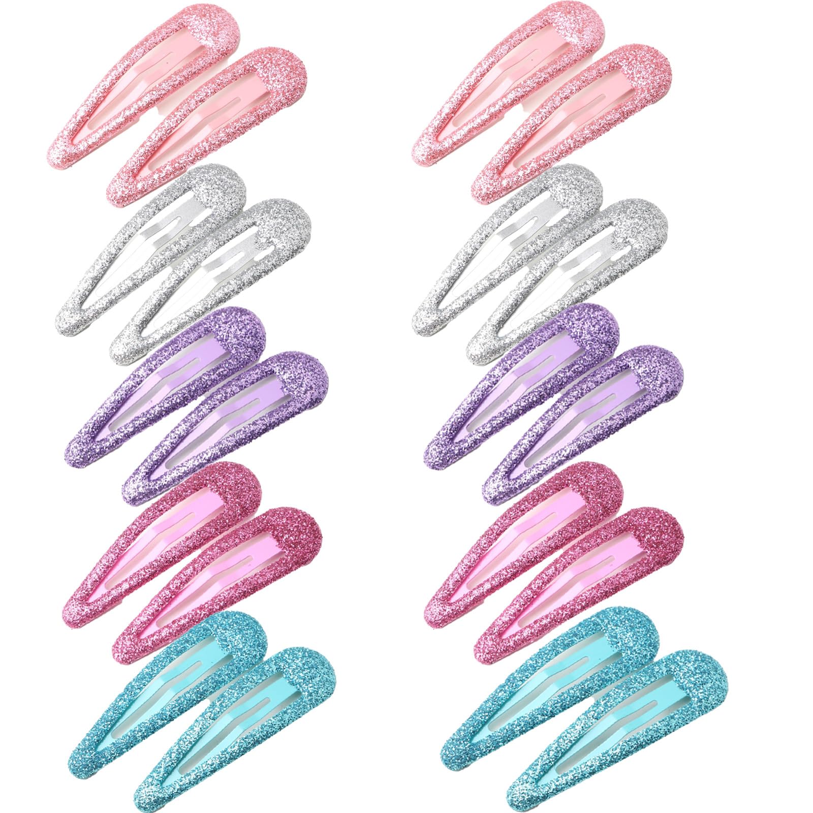 20 Pcs Glitter Hair Snap Clips Metal Hair Clips Colorful Glitter Sequin ...