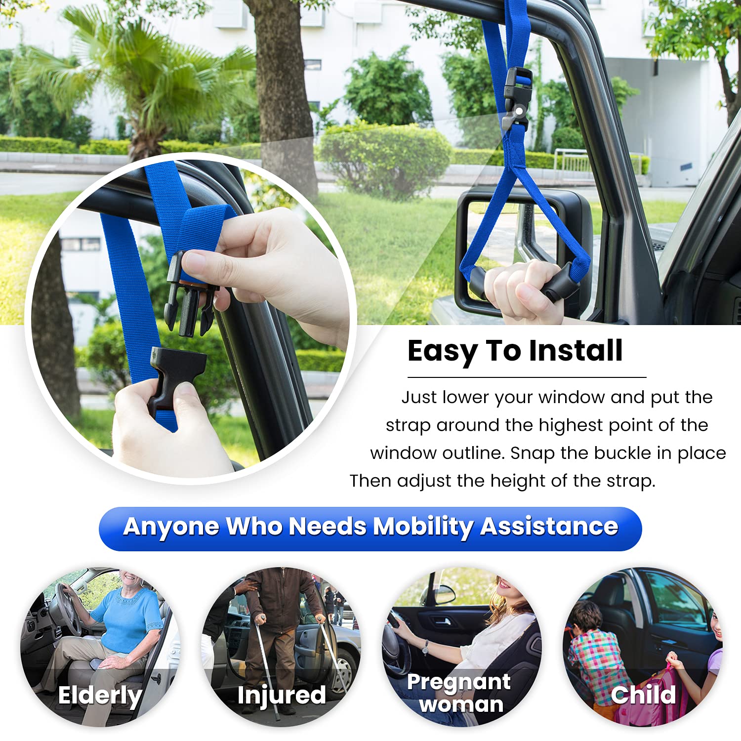 Snapklik.com : E-cowlboy Auto Cane Grab Handle - Adjustable Standing ...