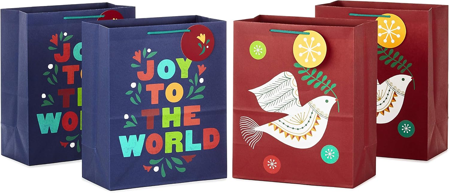 Amazon.com: Hallmark Holiday Gift Bag Bundle (4 Large 13" Gift Bags, 2 ...