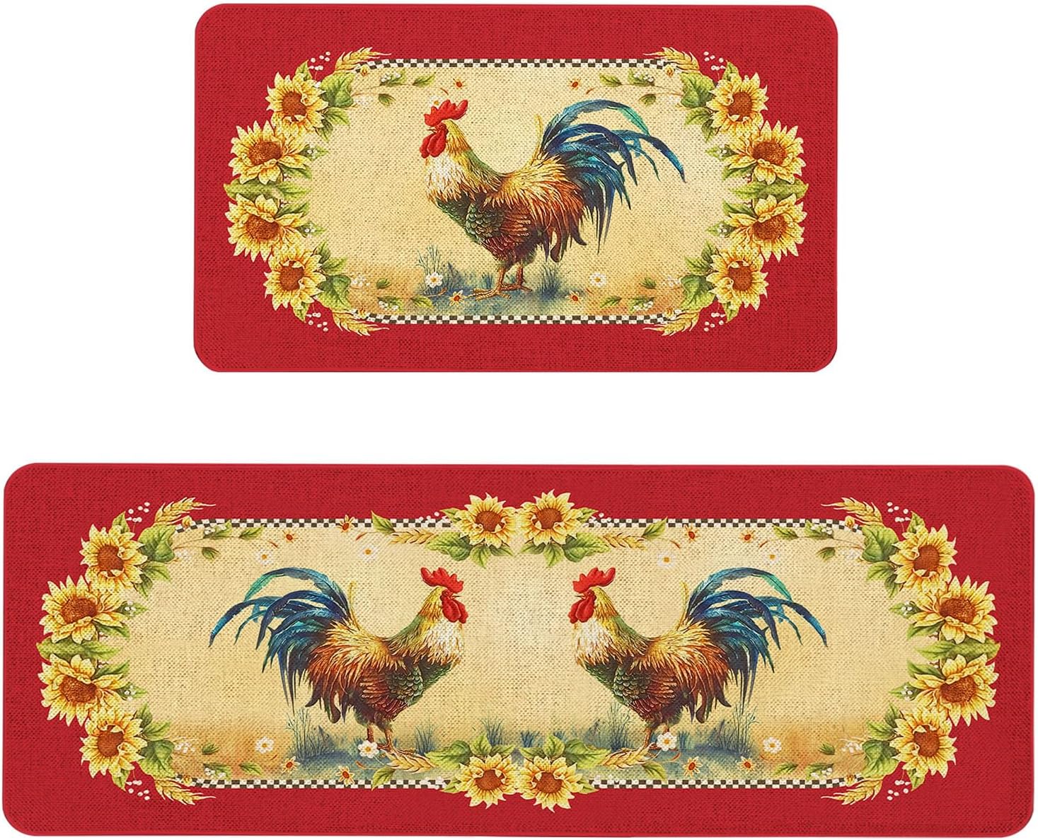 Amazon.com: KOETAR Farmhouse Kitchen Rugs and Mats Set of 2, Farm Red ...