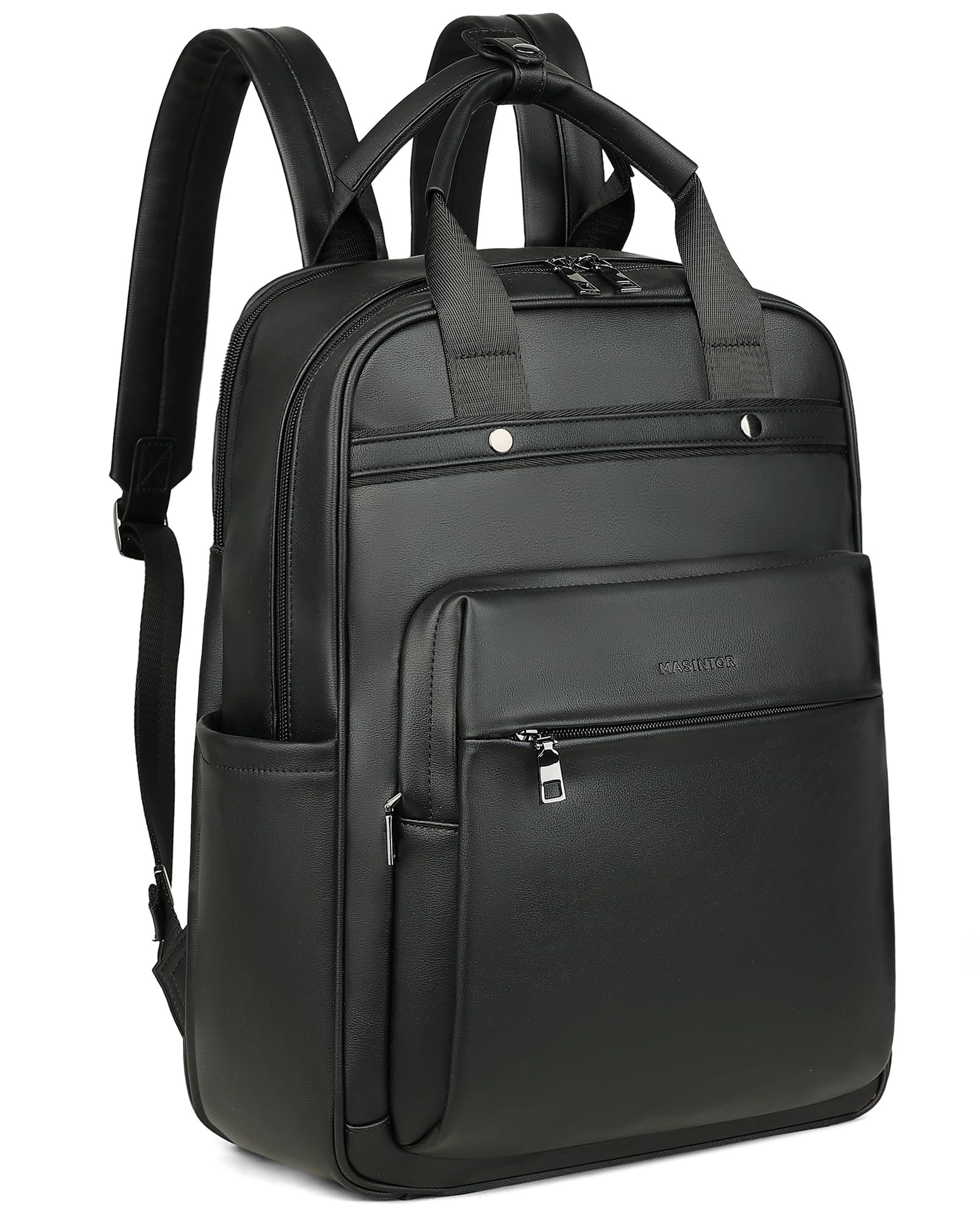 Amazon.com: MASINTOR Leather Laptop Backpack for Women, Stylish ...