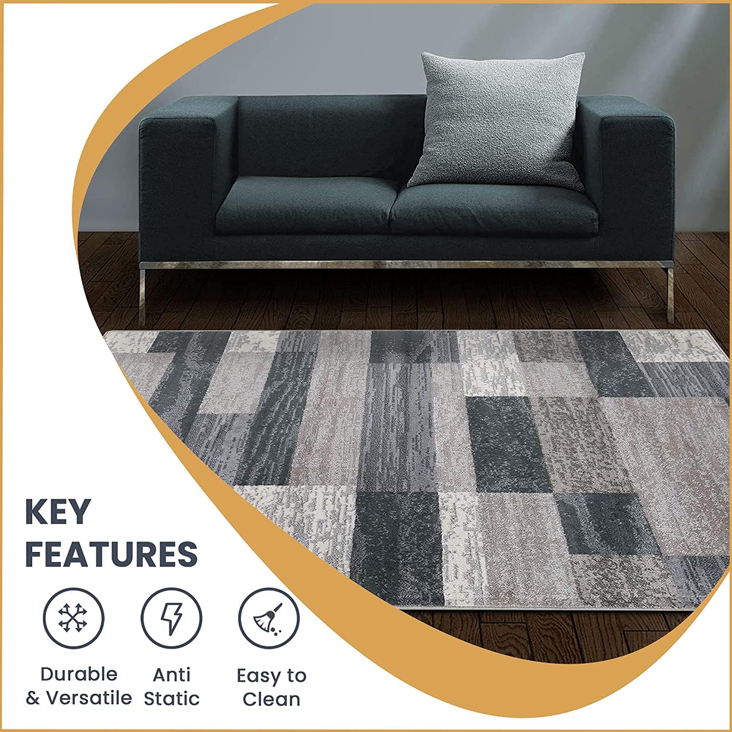 Snapklik.com : SUPERIOR Indoor Area Rug, Jute Backed, Modern Geometric ...