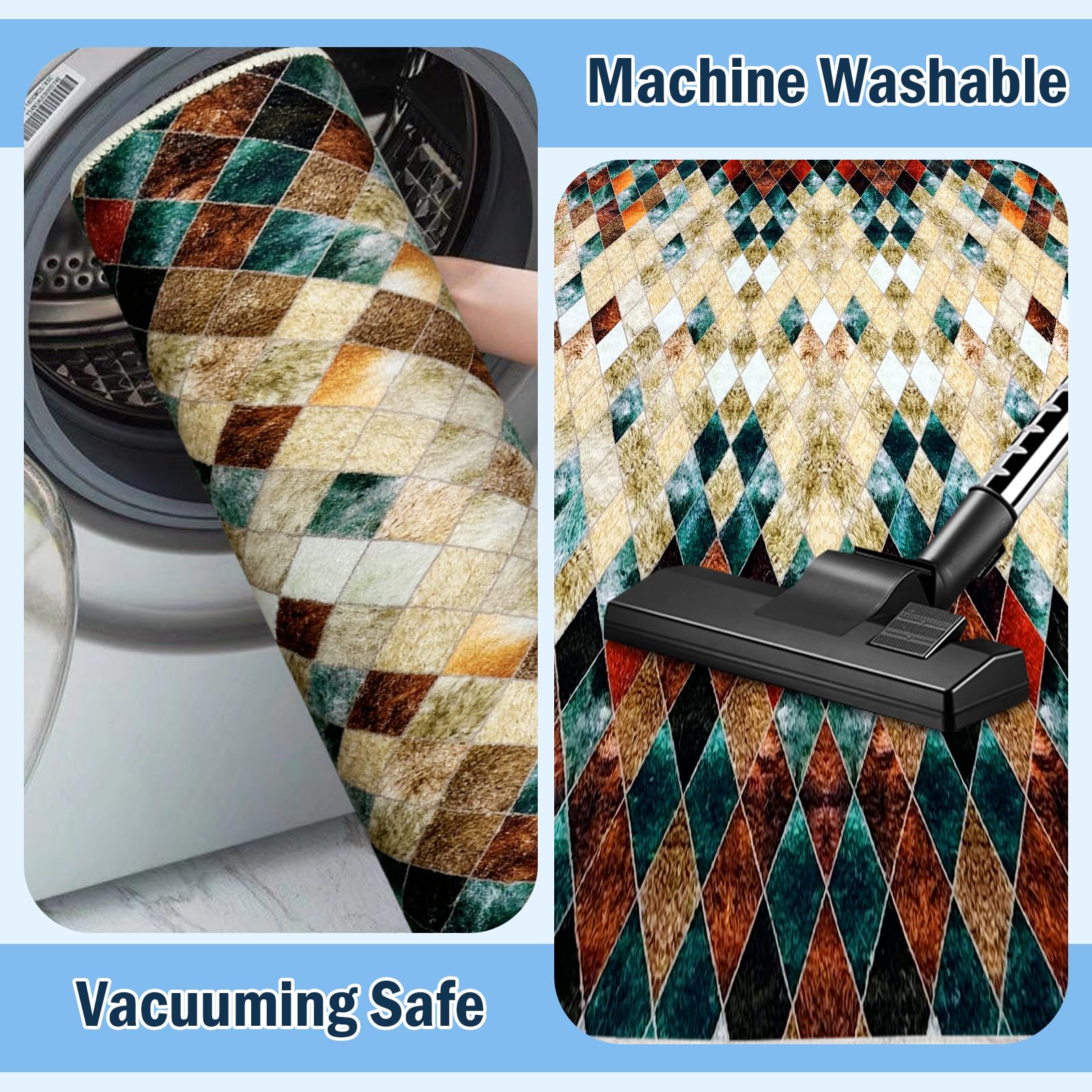 Machine Washable Runner Rugs 2' x 6', Non Slip Non Shedding Carpet Area ...