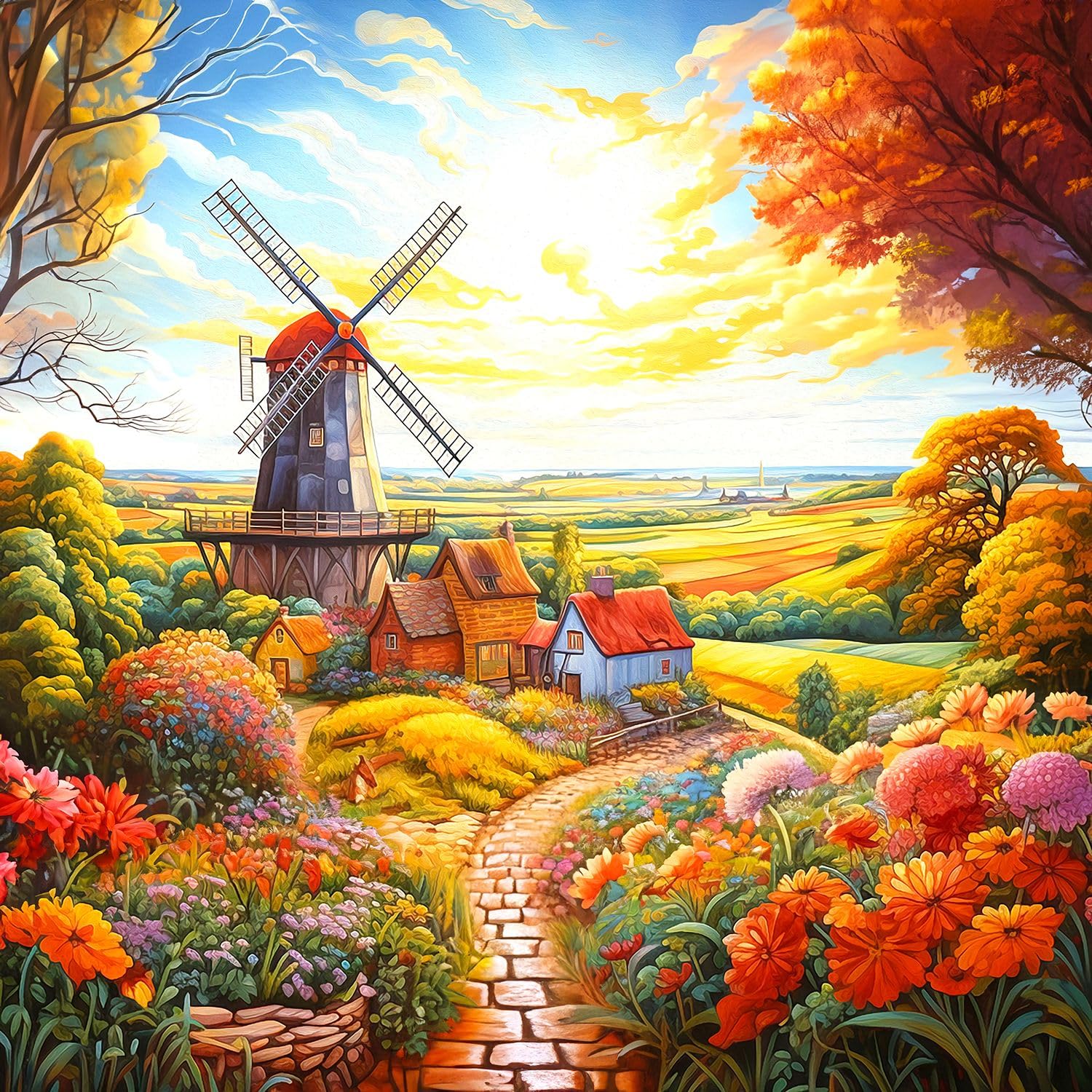 Amazon.com: Springbok's Windmill on The Farm 500 Piece Puzzle for ...
