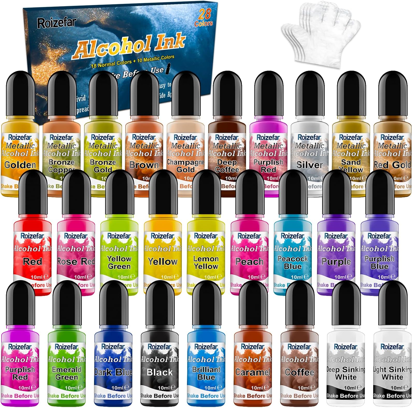 Amazon.com : Alcohol Ink Set - 26 Bottles Vibrant Colors Alcohol Inks ...