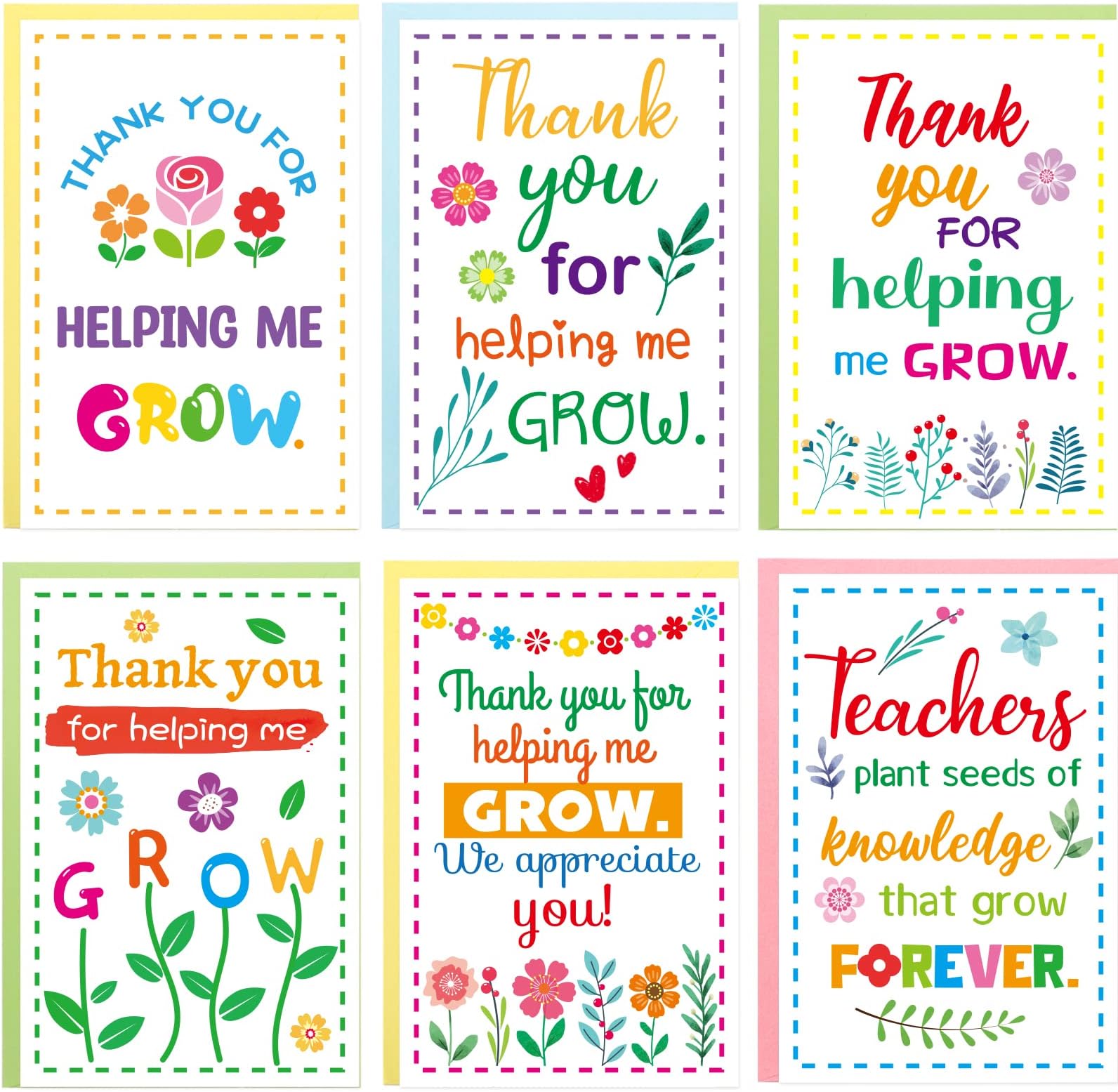 Amazon.com : FANCY LAND 24 Pack Thank You Cards for Teacher Kraft Foil ...