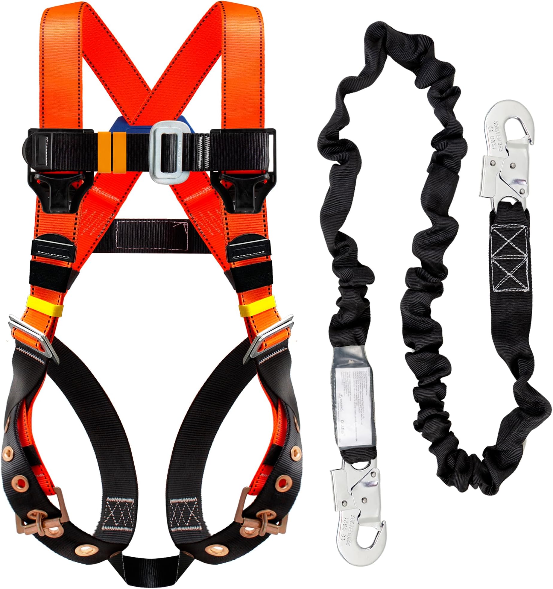 DIJJIG Universal Full Body Fall Protection Safety Harness with Dorsal D ...