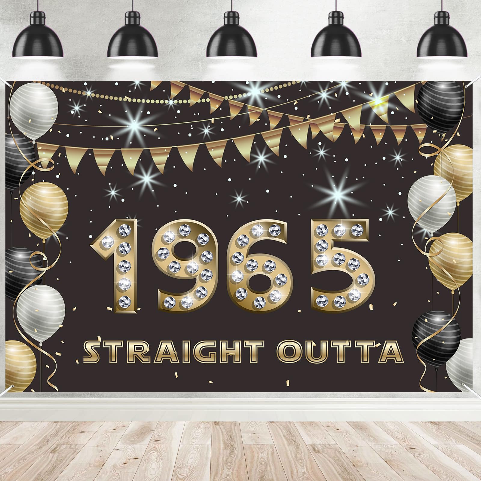 Amazon.com: Straight Outta 1965 Birthday Banner Backdrop, Cheer to 60 ...
