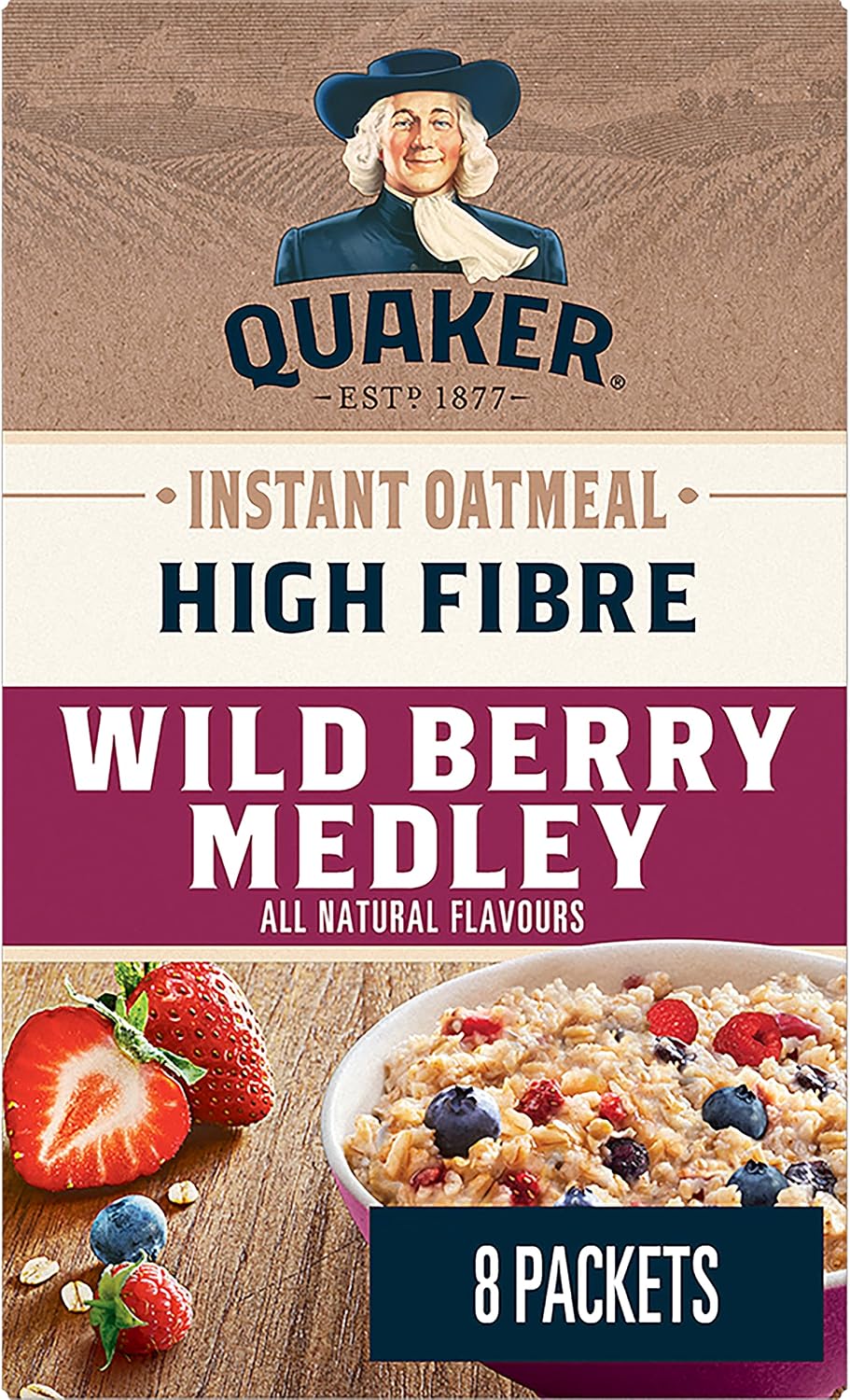 Quaker High Fibre Wild Berry Medley Instant Oatmeal, 8 Packets, 304g ...
