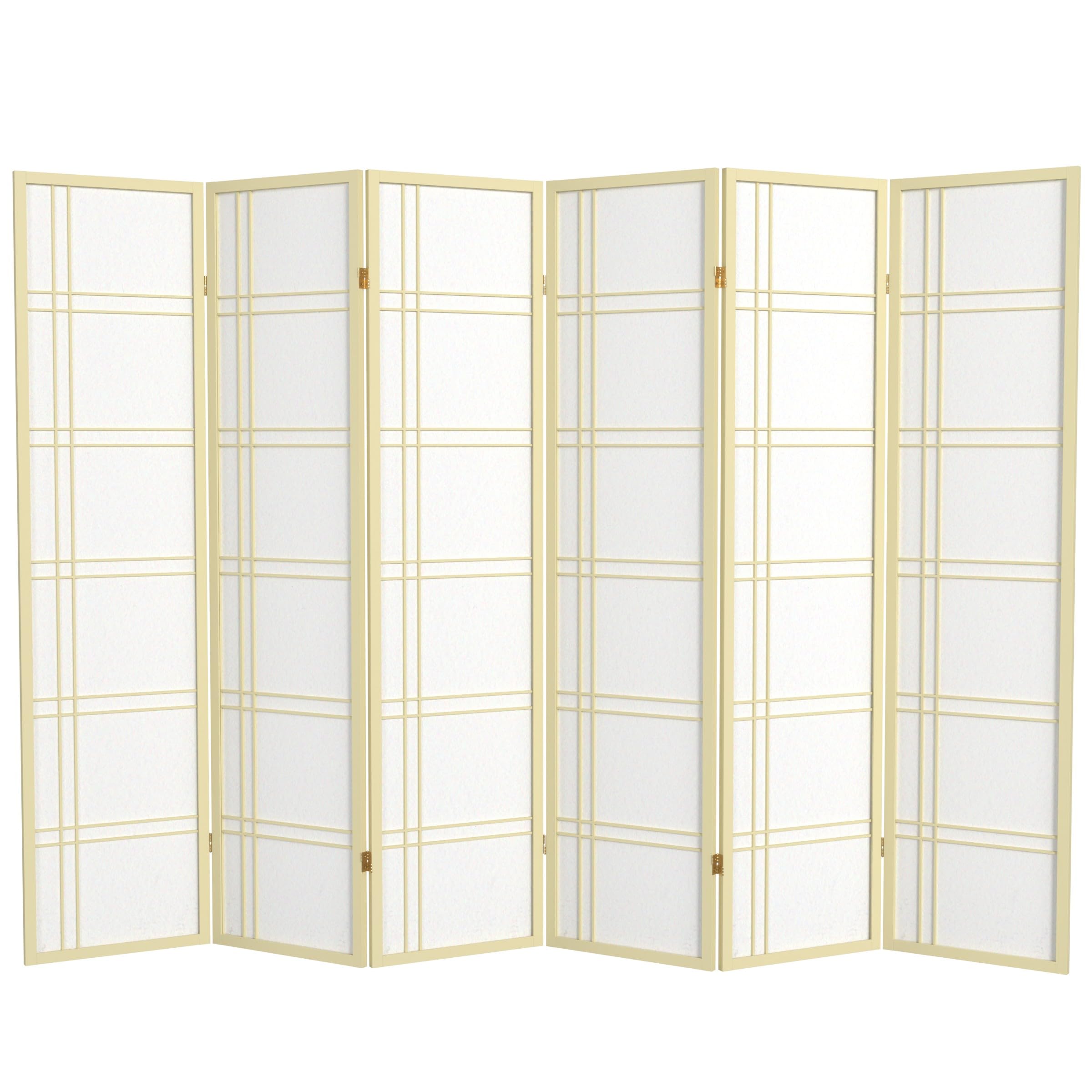 Snapklik.com : 6 Ft Tall Double Cross Shoji Screen-Ivory-6 Panels Room ...