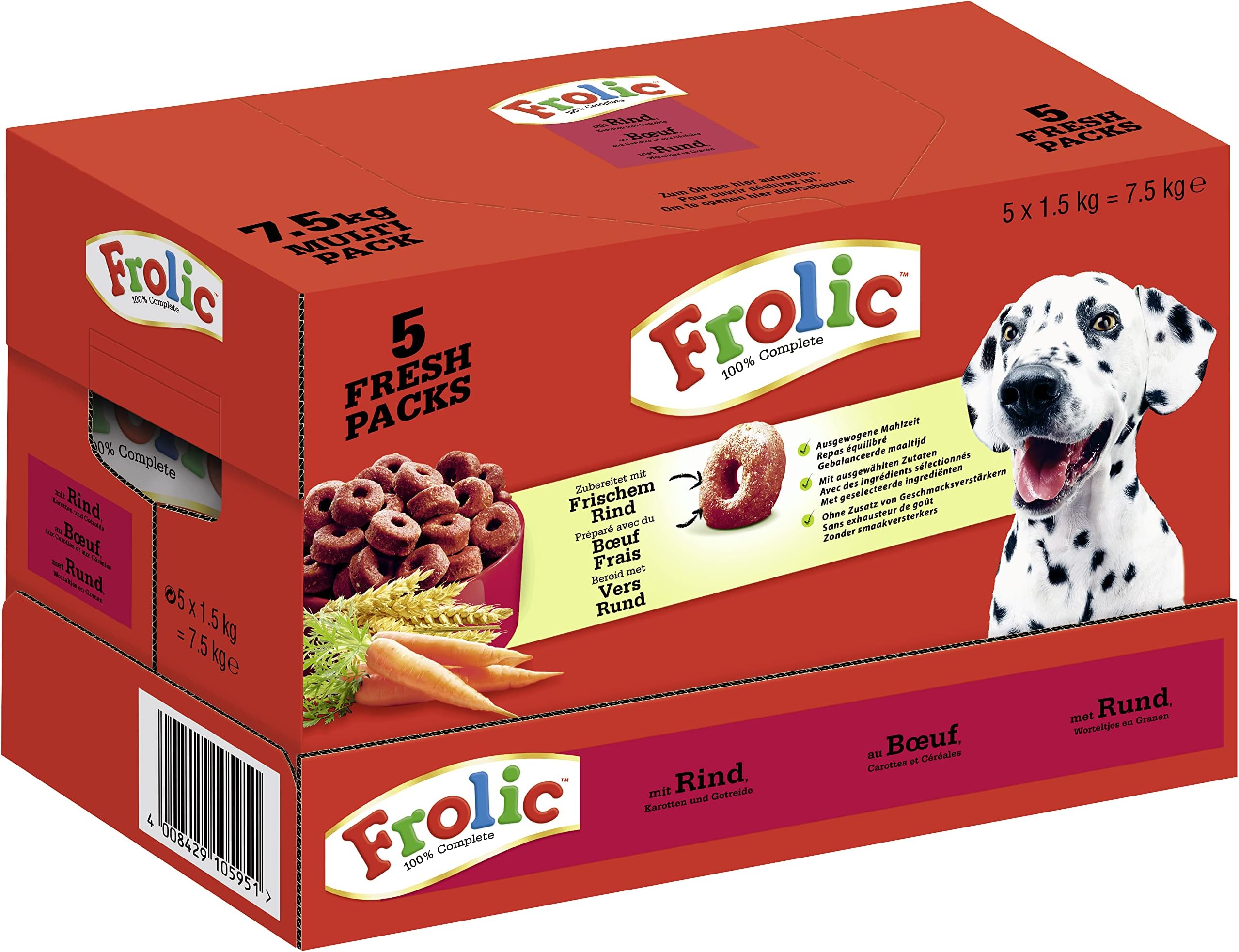 Frolic Complete Dog Food Beef Carrots And Cereals, 5 Pack (5 x 1.5 Kg ...