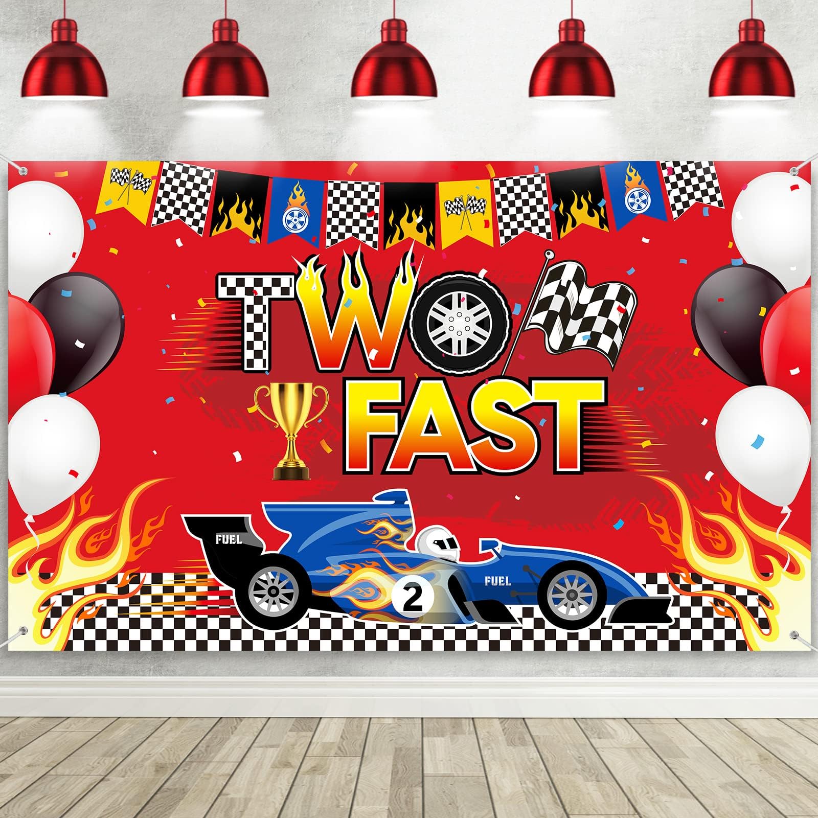 Amazon.com : LASKYER Racing Car Two Fast Large Banner - Cheers to 2nd ...