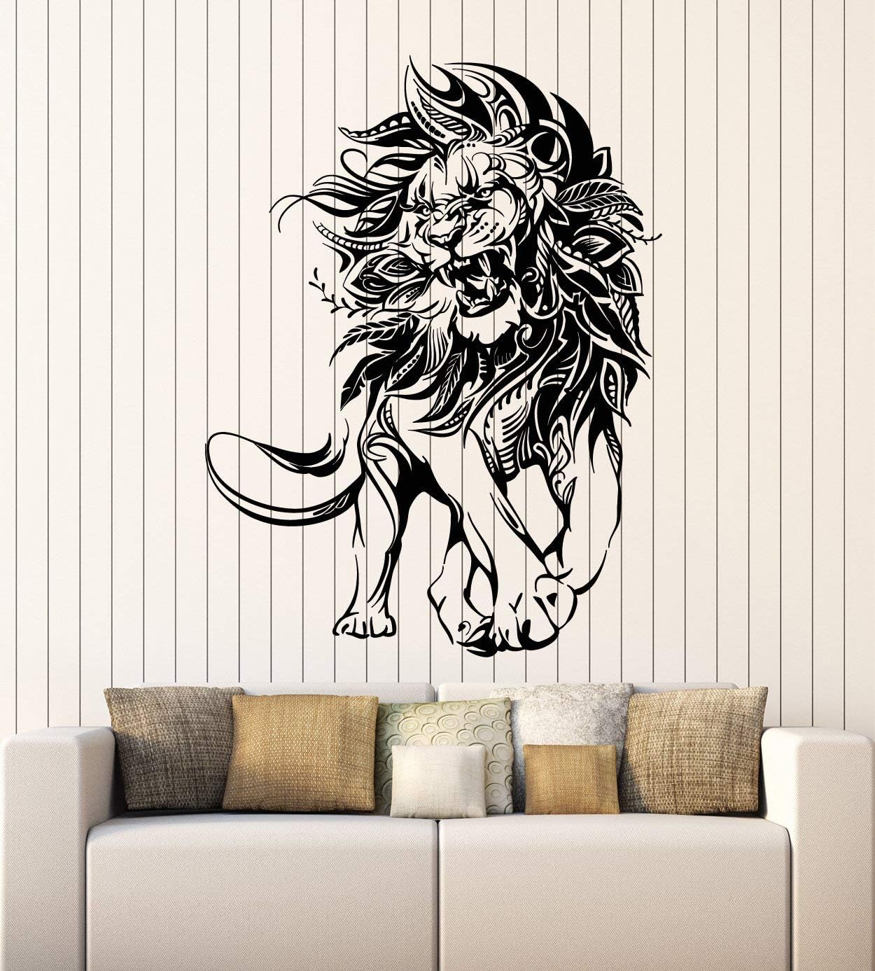 Amazon.com: Vinyl Wall Decal Lion Animal Predator Tribal King of Jungle ...