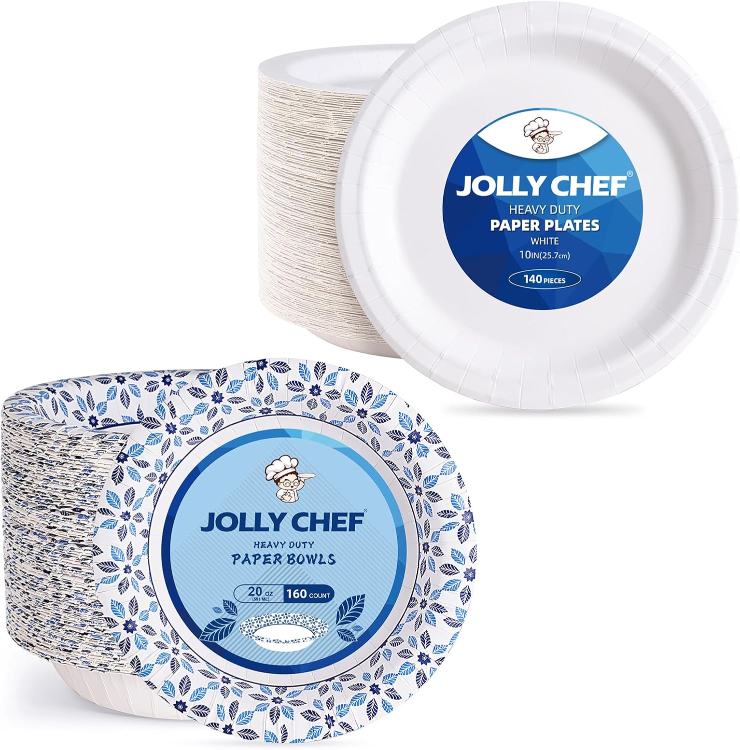 Amazon.com: JOLLY CHEF Disposable Paper Plates 10 inch 140 Count and ...