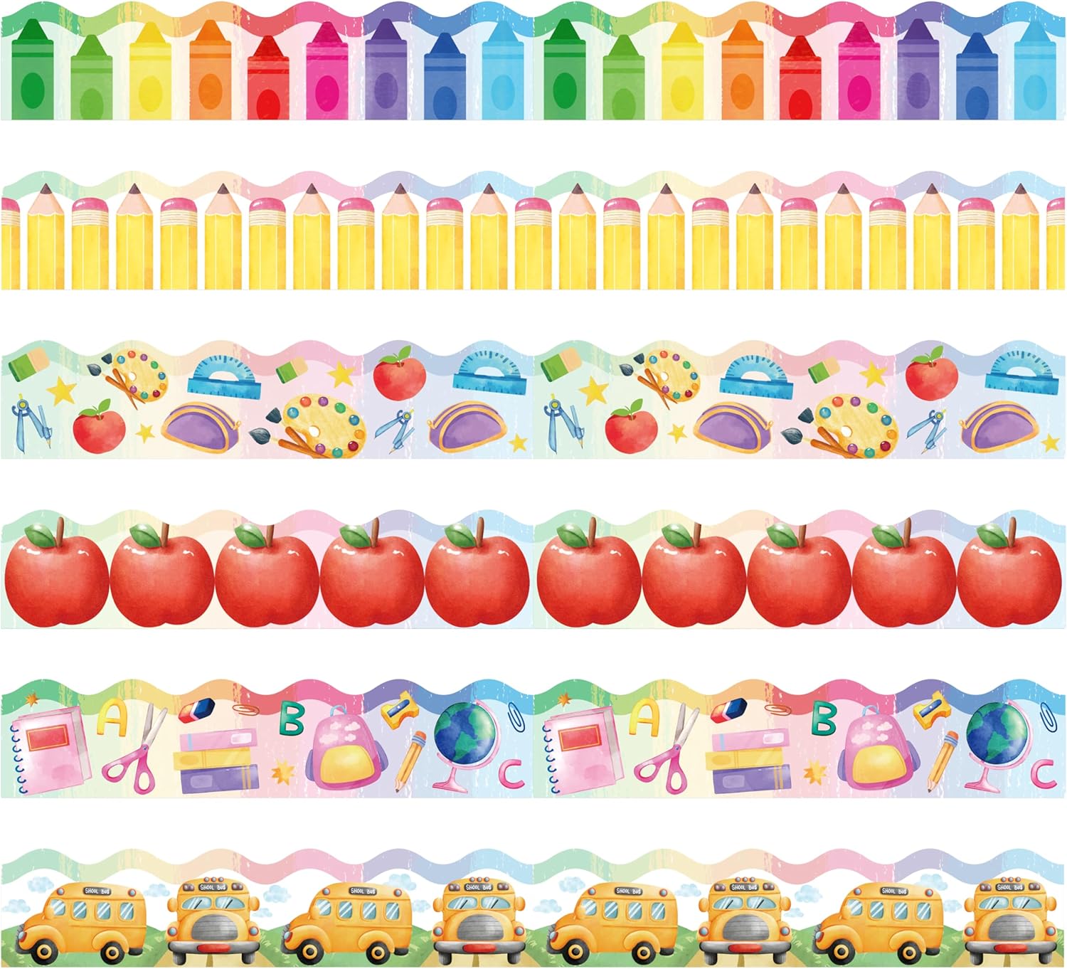 Amazon.com: BeYumi Watercolor Stationery Border Trim - 96Pcs Watercolor ...